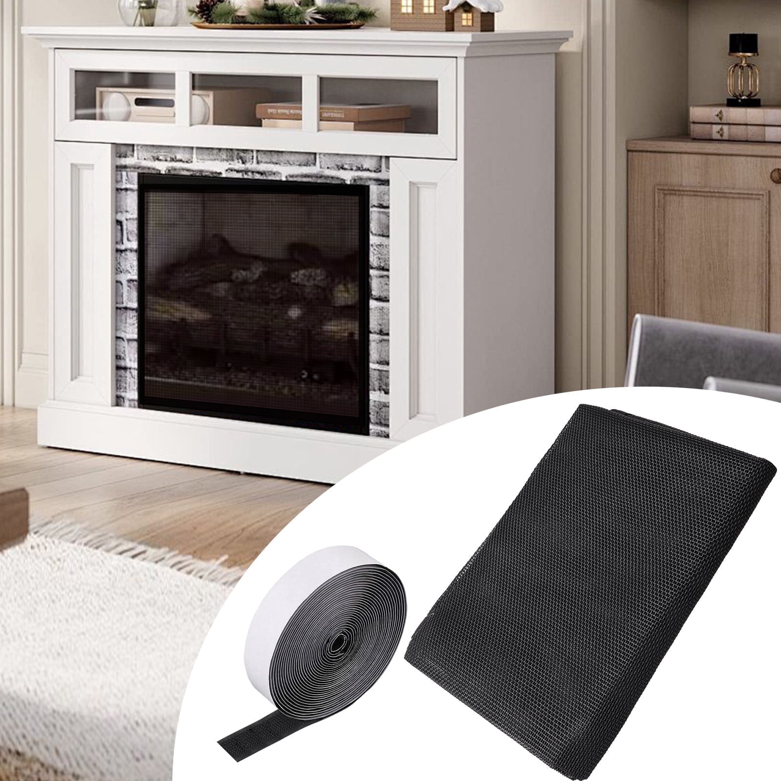 Qianwei Mesh Fireplace Cover, 29" x 40" Magnetic Fireplace Screen ...