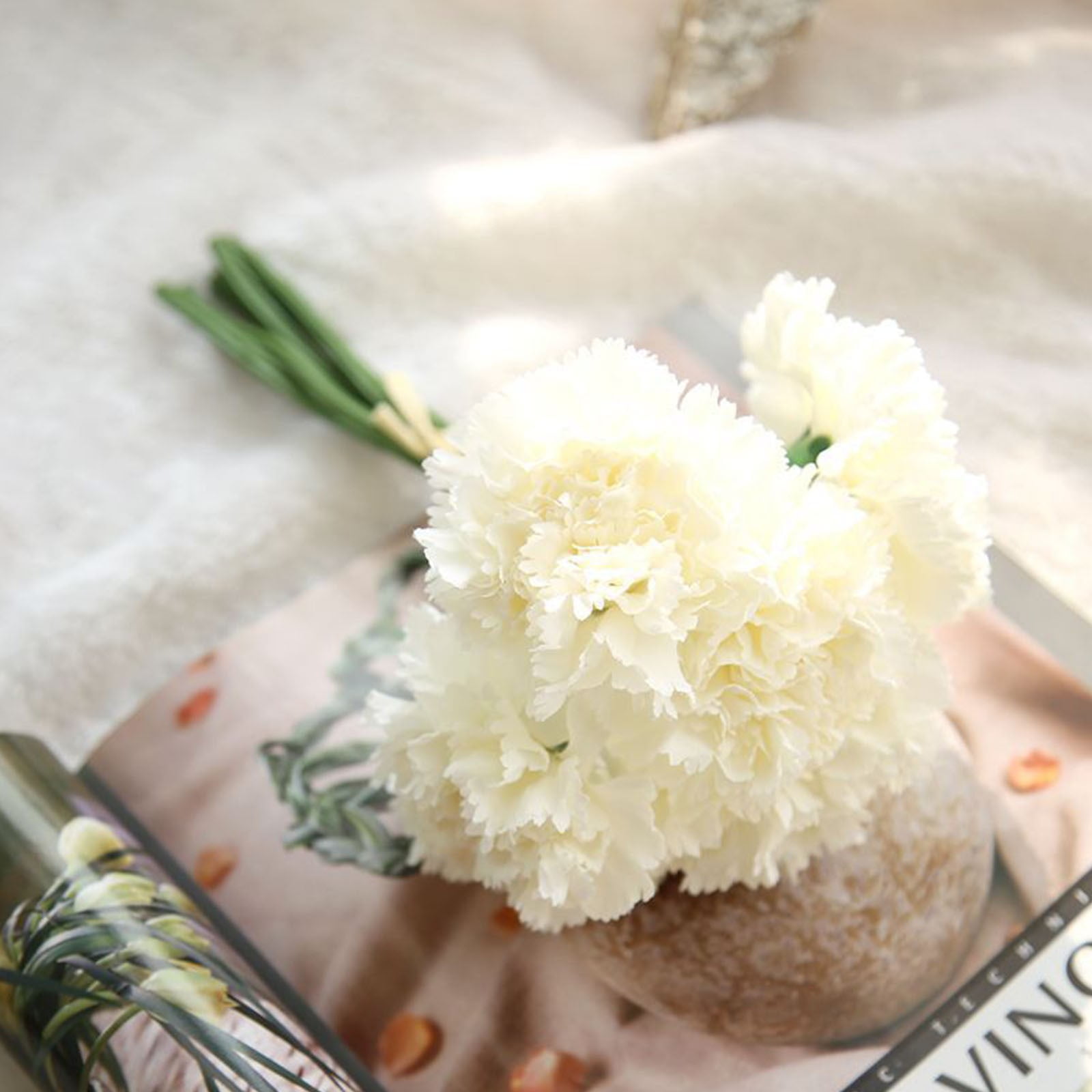 Qianying 6 Fake Flowers,Artificial Carnation Flowers Fake Carnation ...