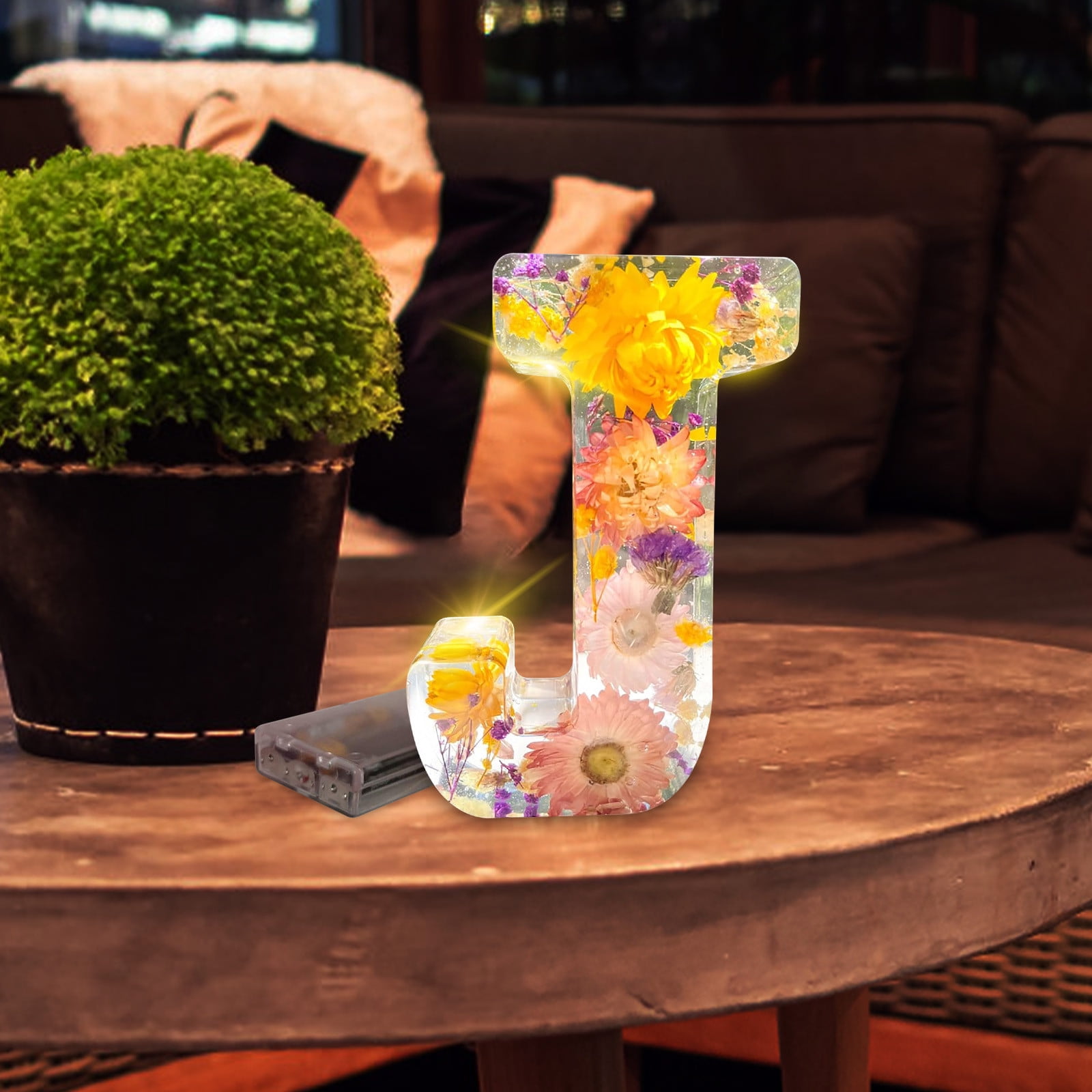 Qianying Floral Resin Night Light,Floral Resin Night Light Alphabet ...