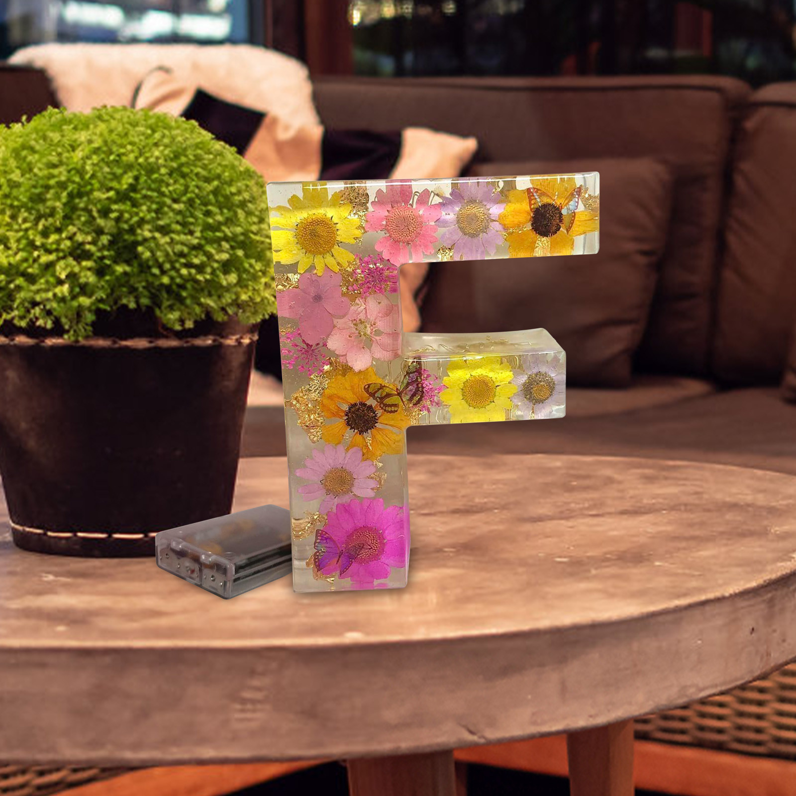 Qianying Floral Resin Night Light,Floral Resin Night Light Alphabet ...