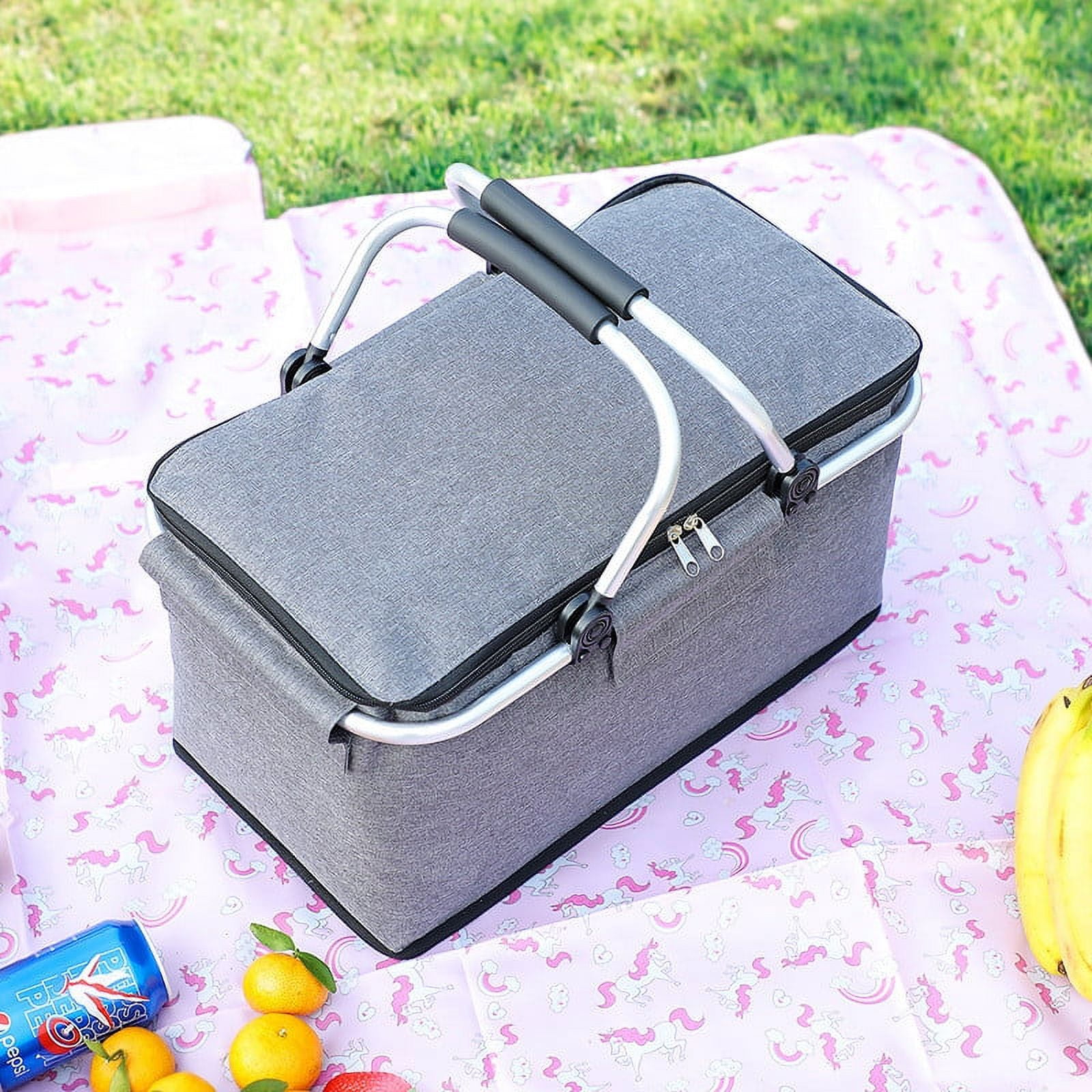 Qianying insulated Picnic Baskets 30L, Cooler Bag, Shopping Basket ...