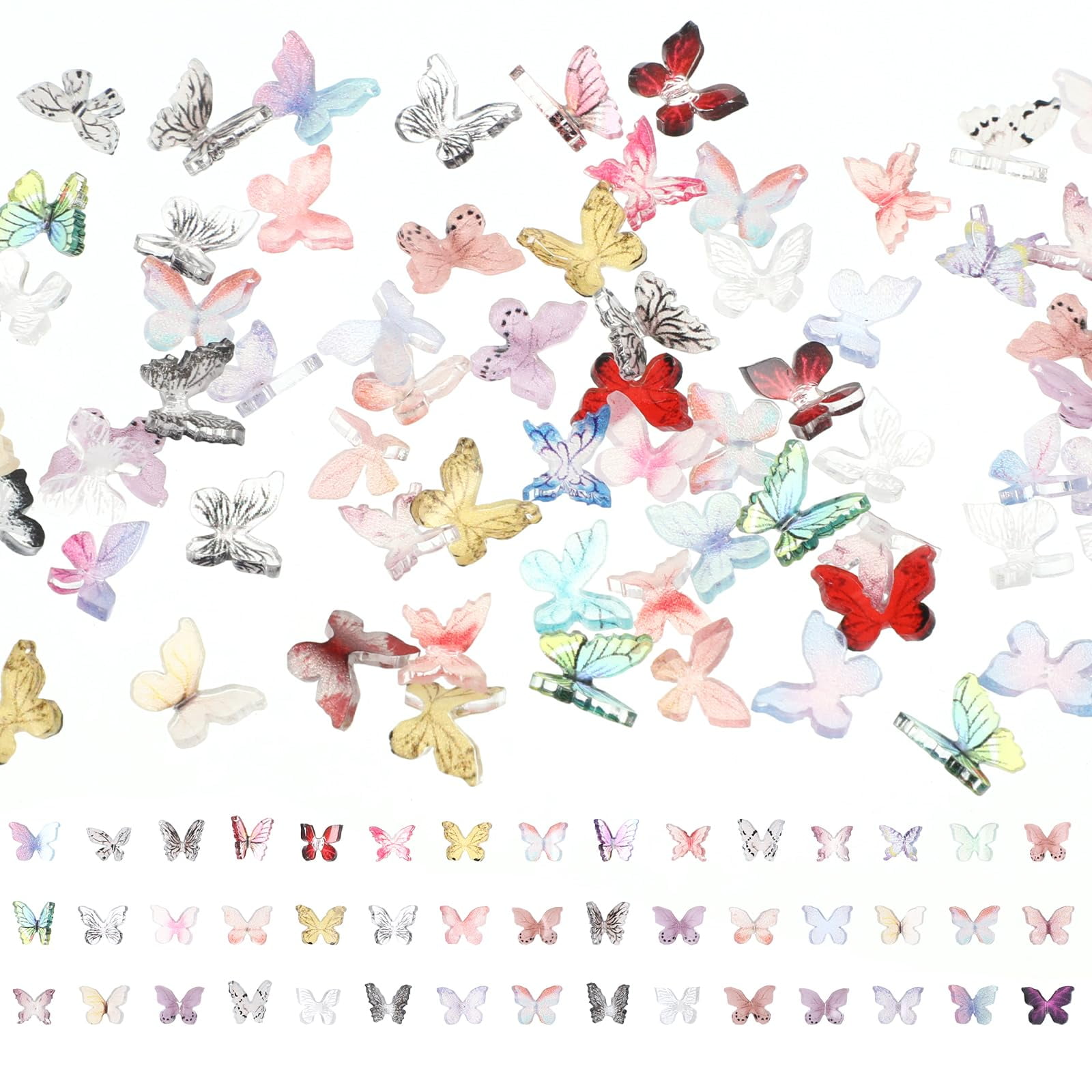 Qianyu 100 Pcs Mini Resin Butterflies Tiny Butterflies Decorations ...