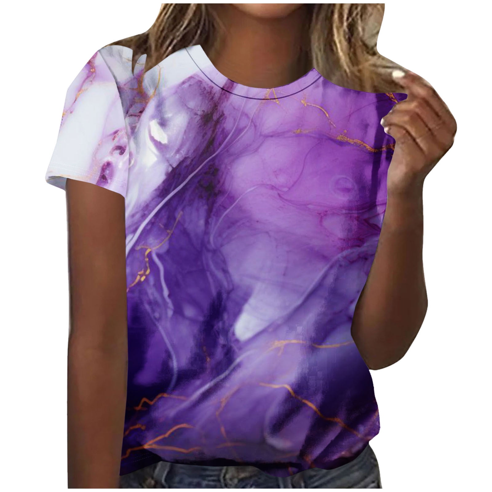 Qiaocaity Women Tops Plus Size Summer Tops Short Sleeve O-Neck Tee Tops ...