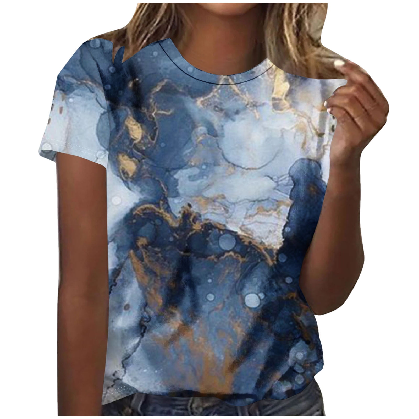 Qiaocaity Women Tops Plus Size Summer Tops Short Sleeve O-Neck Tee Tops ...