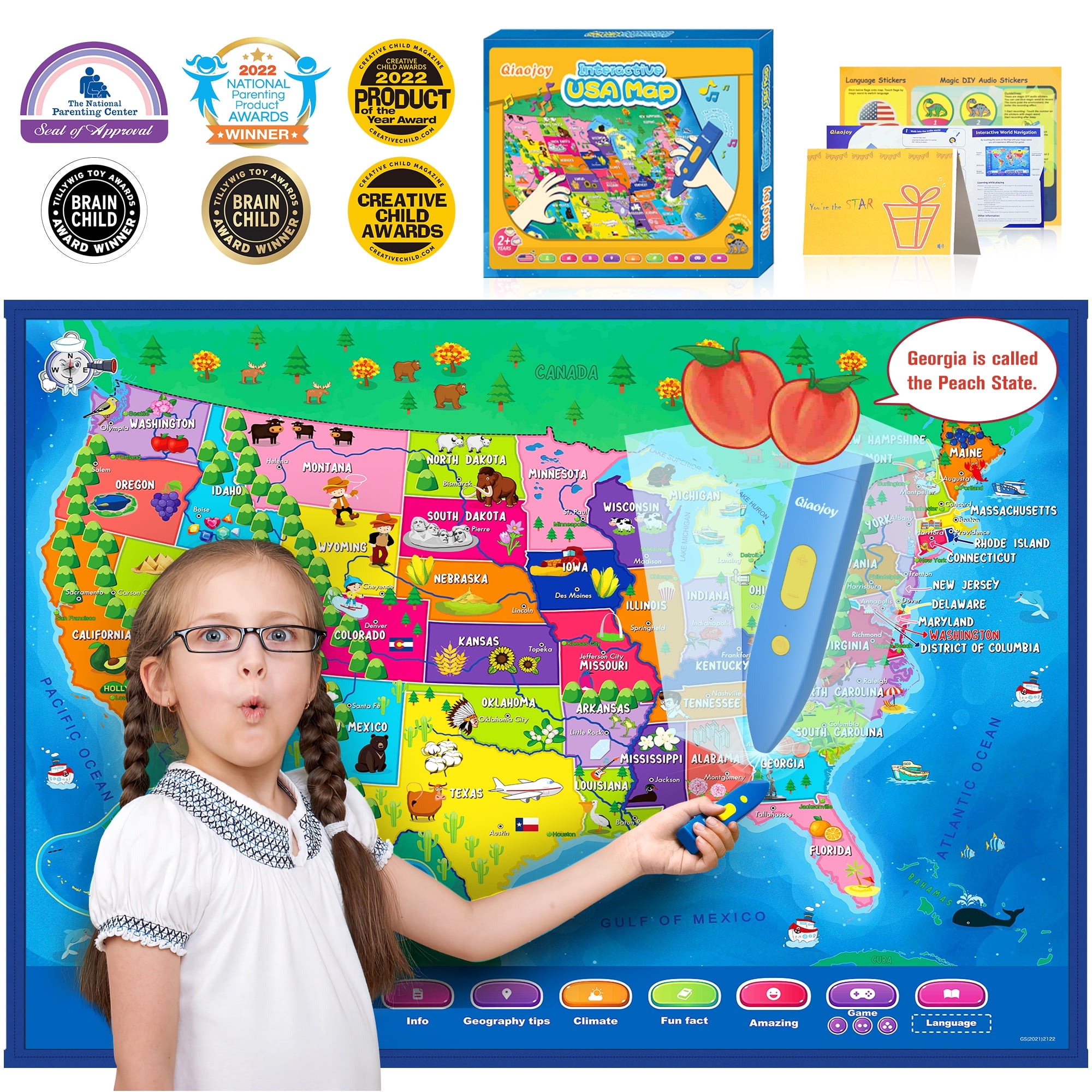 Qiaojoy Learning Electronic Toys,Interactive United States Map ...