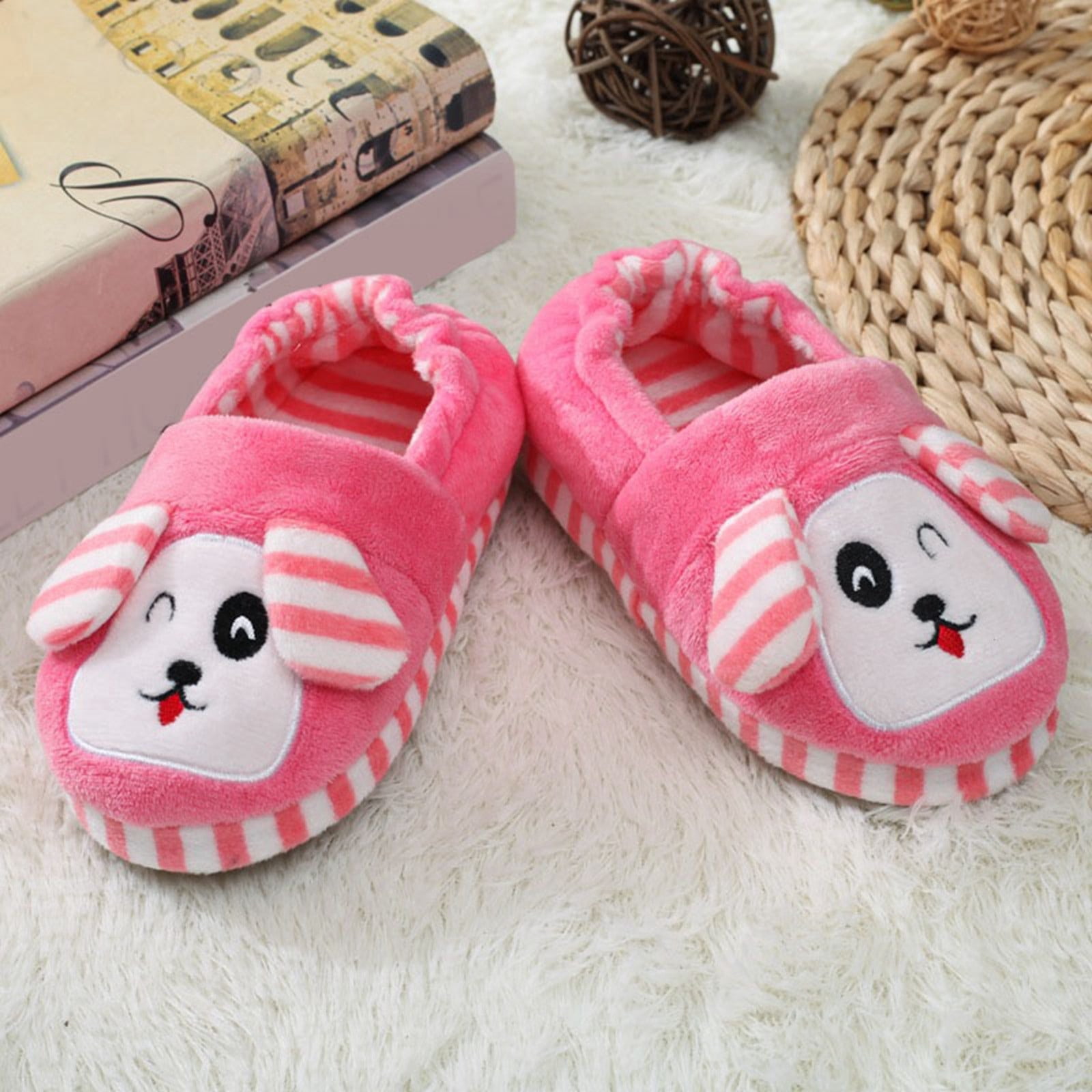 Qicasul Girls Slippers Toddlers And Kids Soft Slippers With 3d Long ...