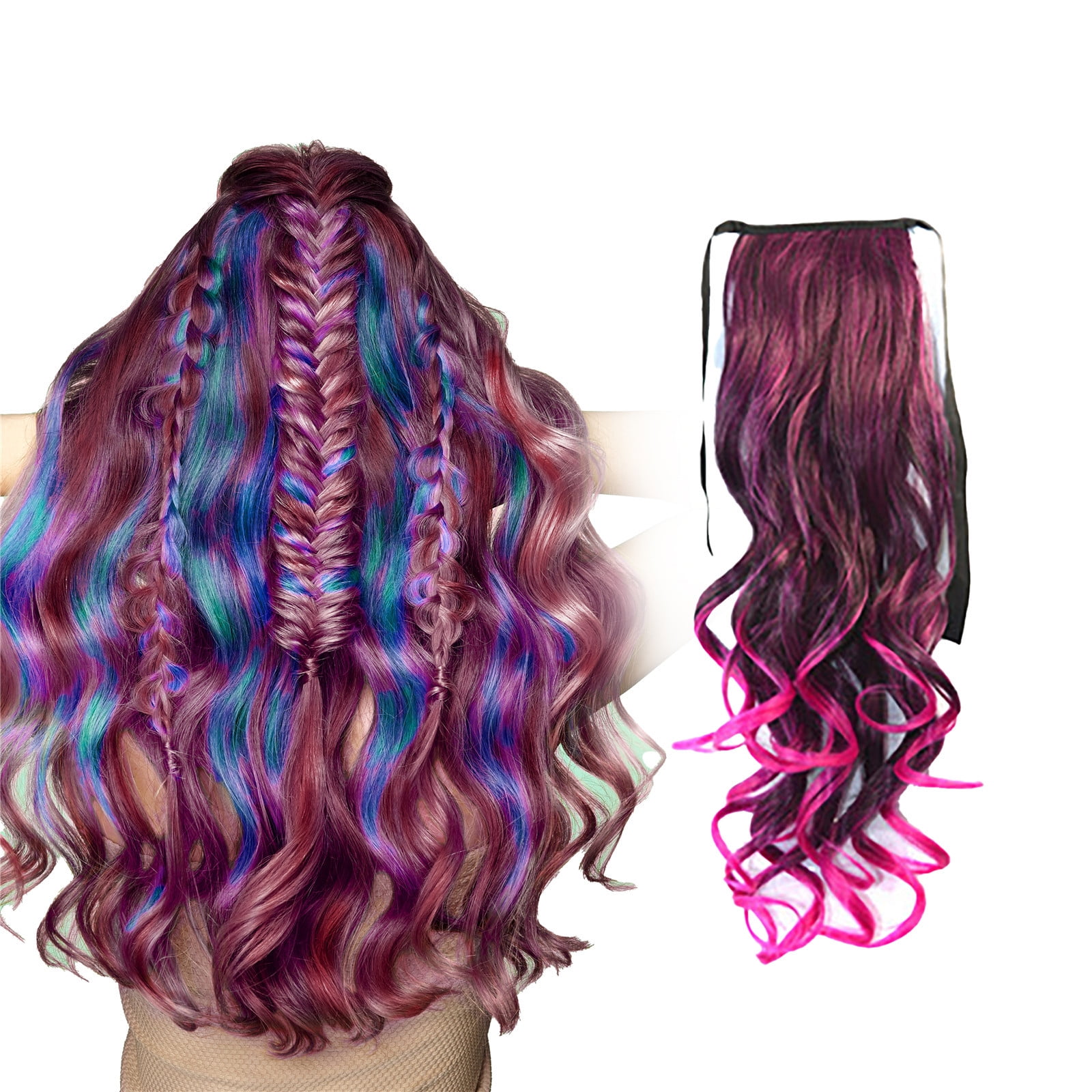 Qicasul With Color Gradient Wig Long Ponytail Colors For Women 12 Fiber ...