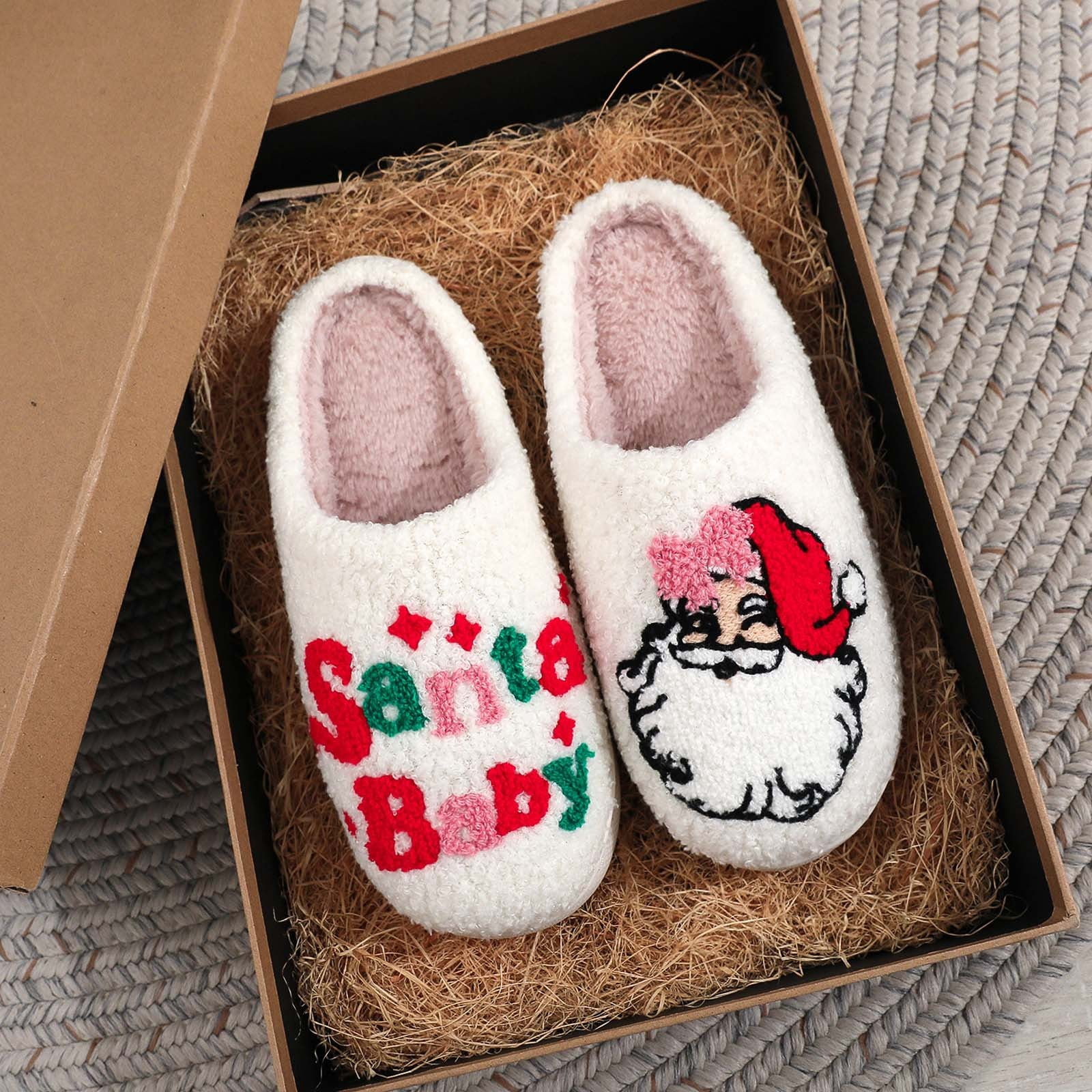 Qicasul Women's slipper Winter Christmas Santa Claus Slippers Warmth ...