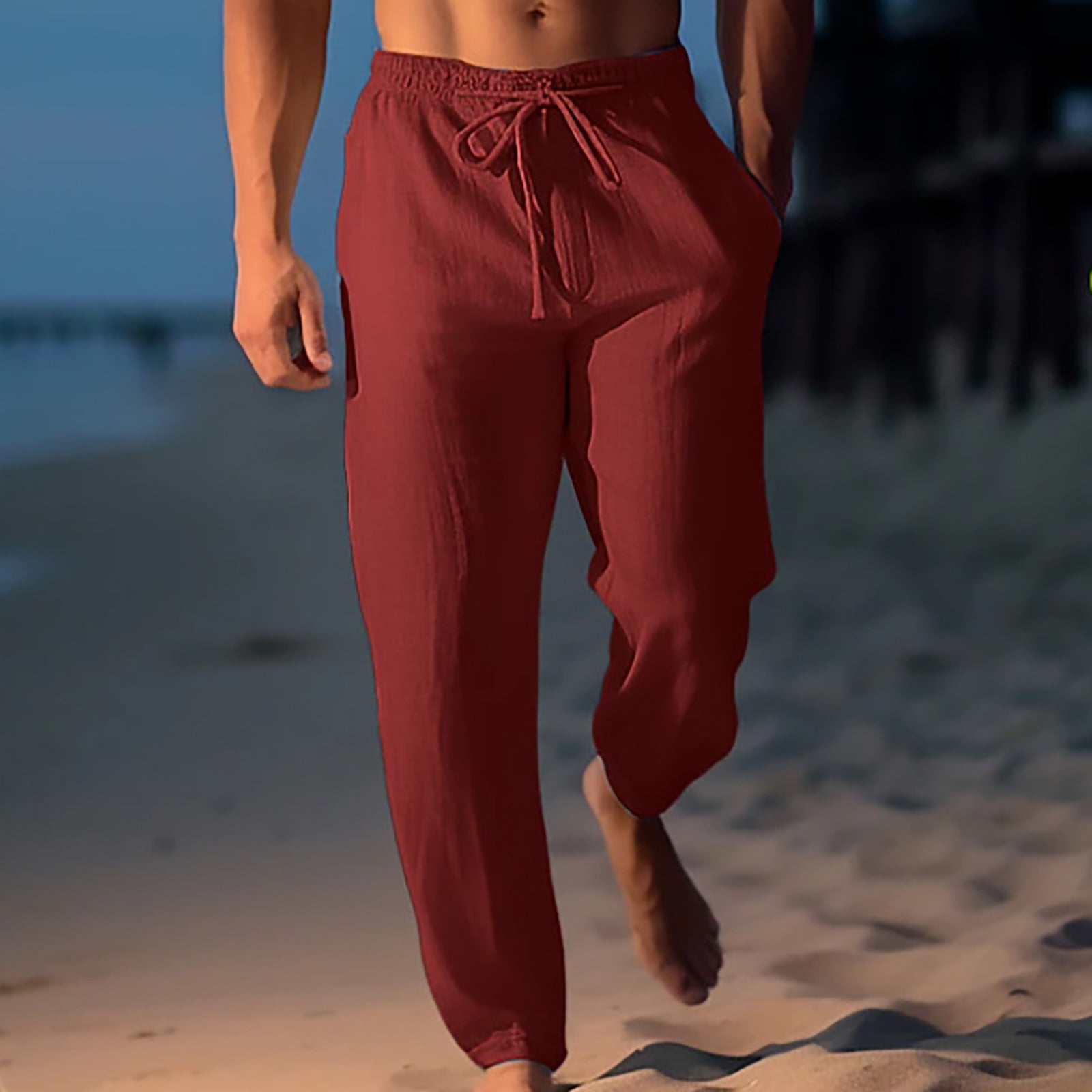 Qiggri Comfy Pants for Men Loose Fit Sweatpants Lightweight Beach Pants ...