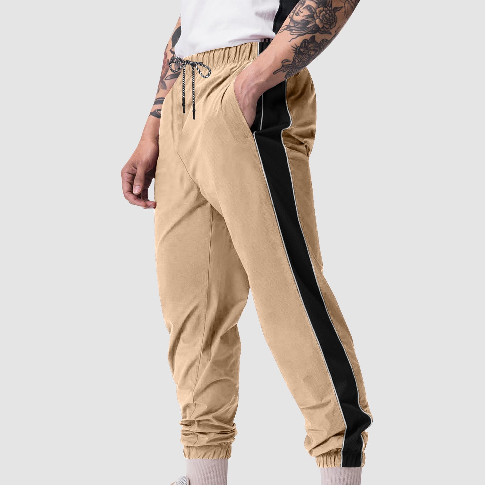 Qiggri Men Color-matching Pockets Corset Pull Rope Fashion Casual ...