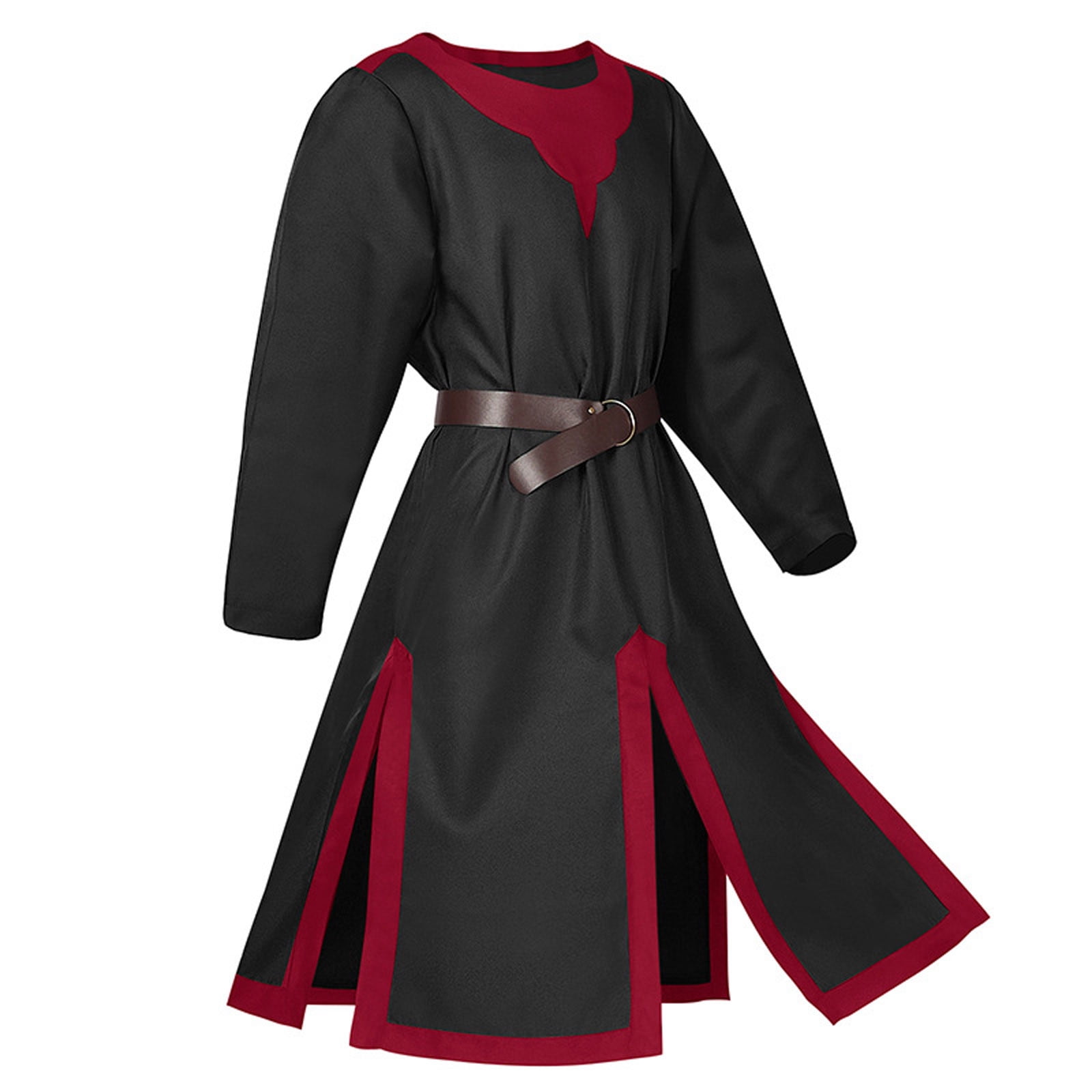 Qiggri Men's Color Matching Robe Medieval Retro Tunic Stage Performance ...
