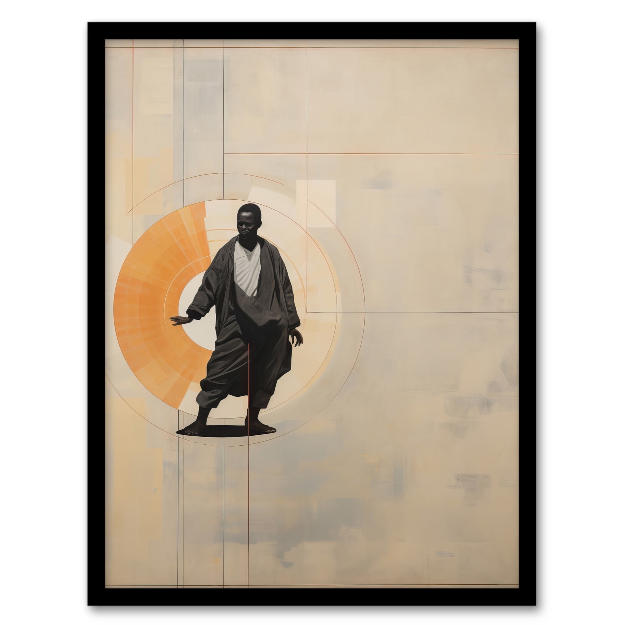 Qigong Serenity Shaolin Monk Practicing Mindfulness Tan Orange Charcoal ...
