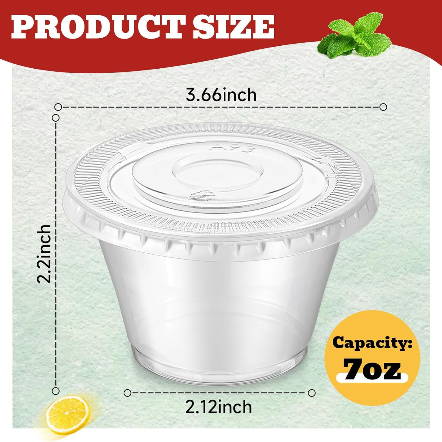 Qihe-100 Sets 7 oz Clear Plastic Cups with Lids No Hole, Fruit Cups ...