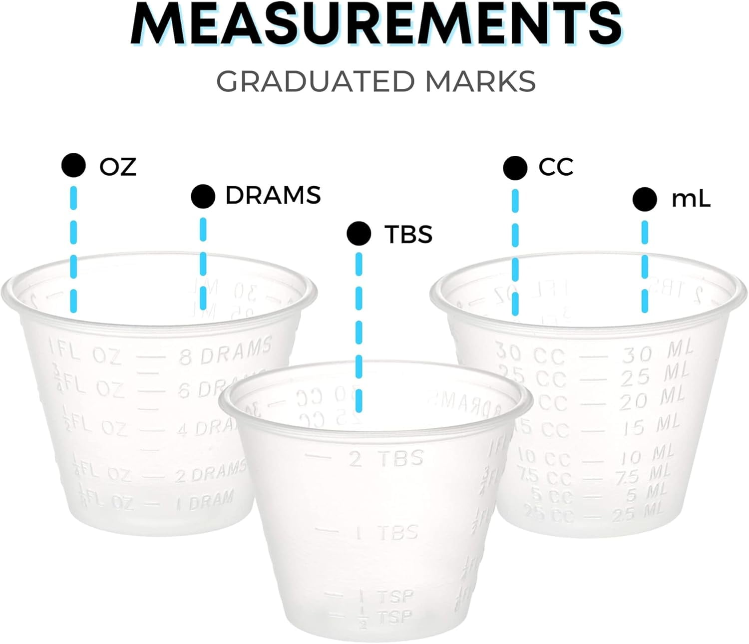 Qihe-[200 Count - 1 oz.] Disposable Graduated Plastic Medicine Cups ...