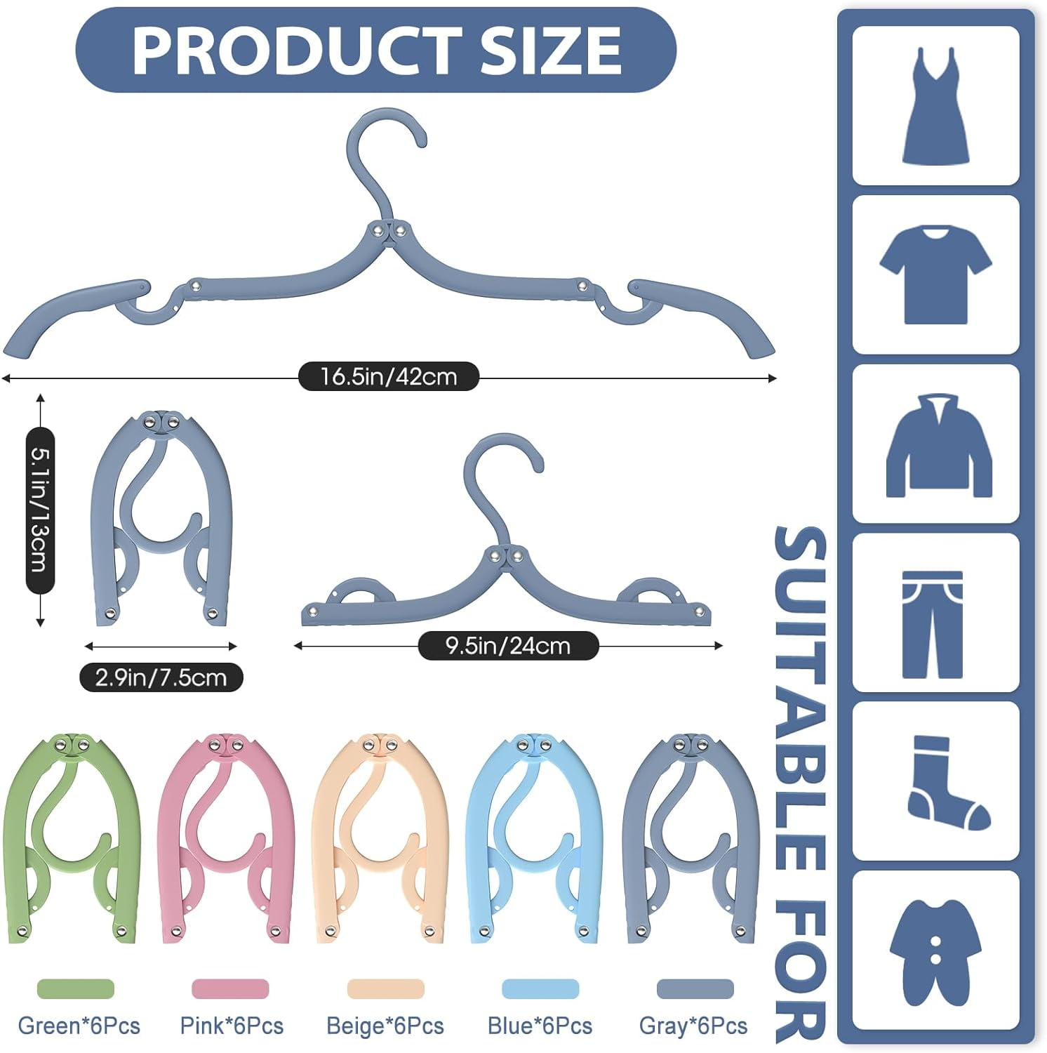 Qihe-40 Pcs Travel Hangers Portable Foldable Travel Hanger Organizer ...
