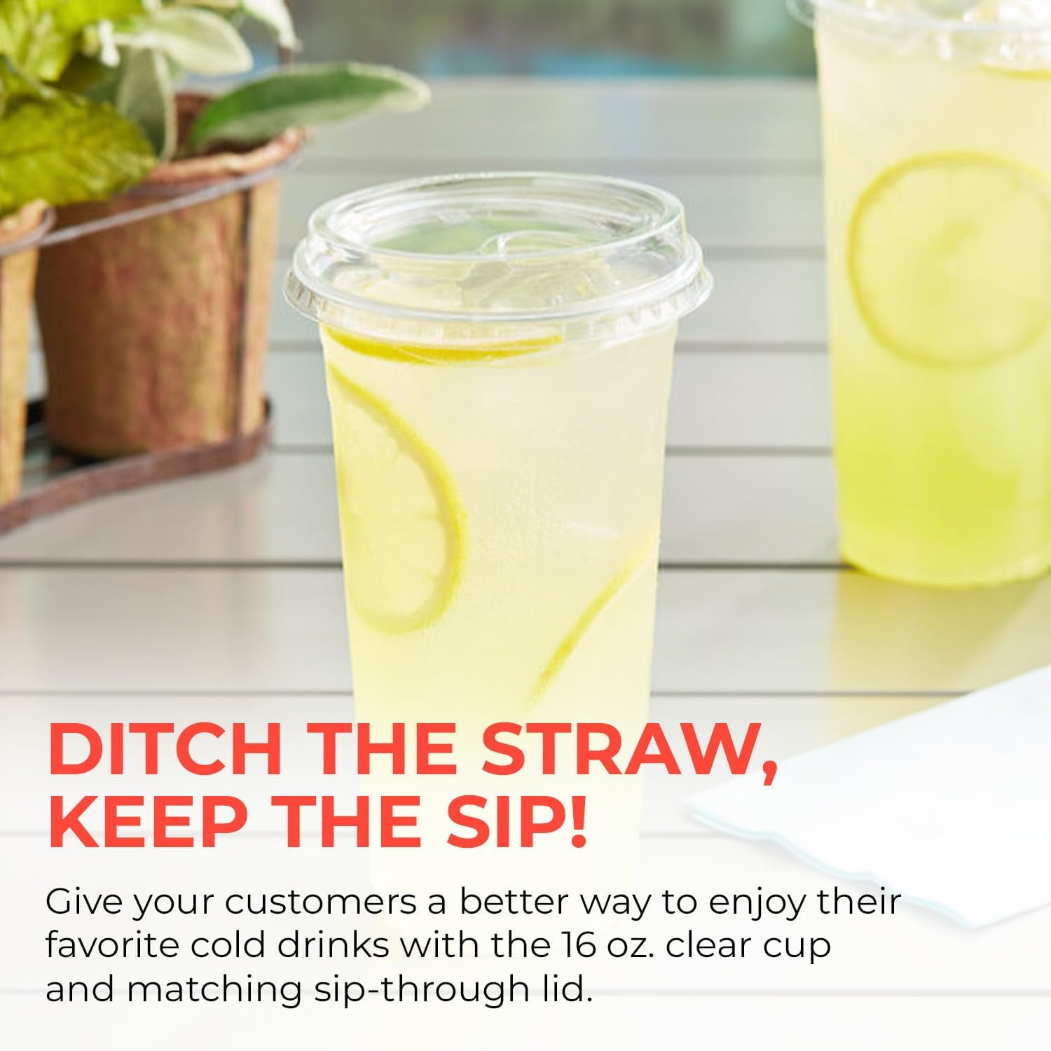 Qihe-50-Pack Clear 16 oz Cups with Sip-Through Lids – Extra-Wide ...