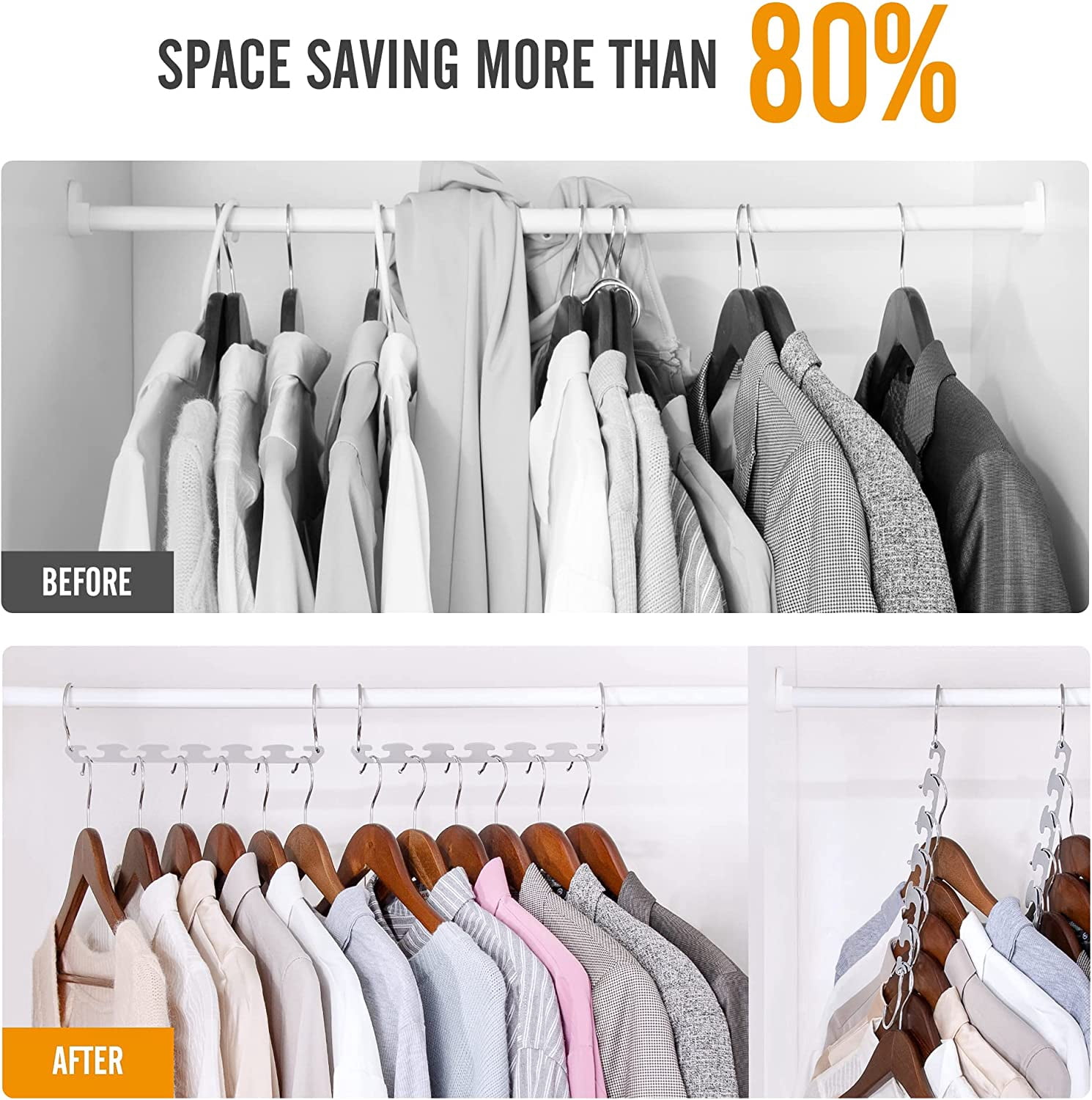 Qihe-Closet Organizers and Storage Space Saving Hangers Stainless Steel ...