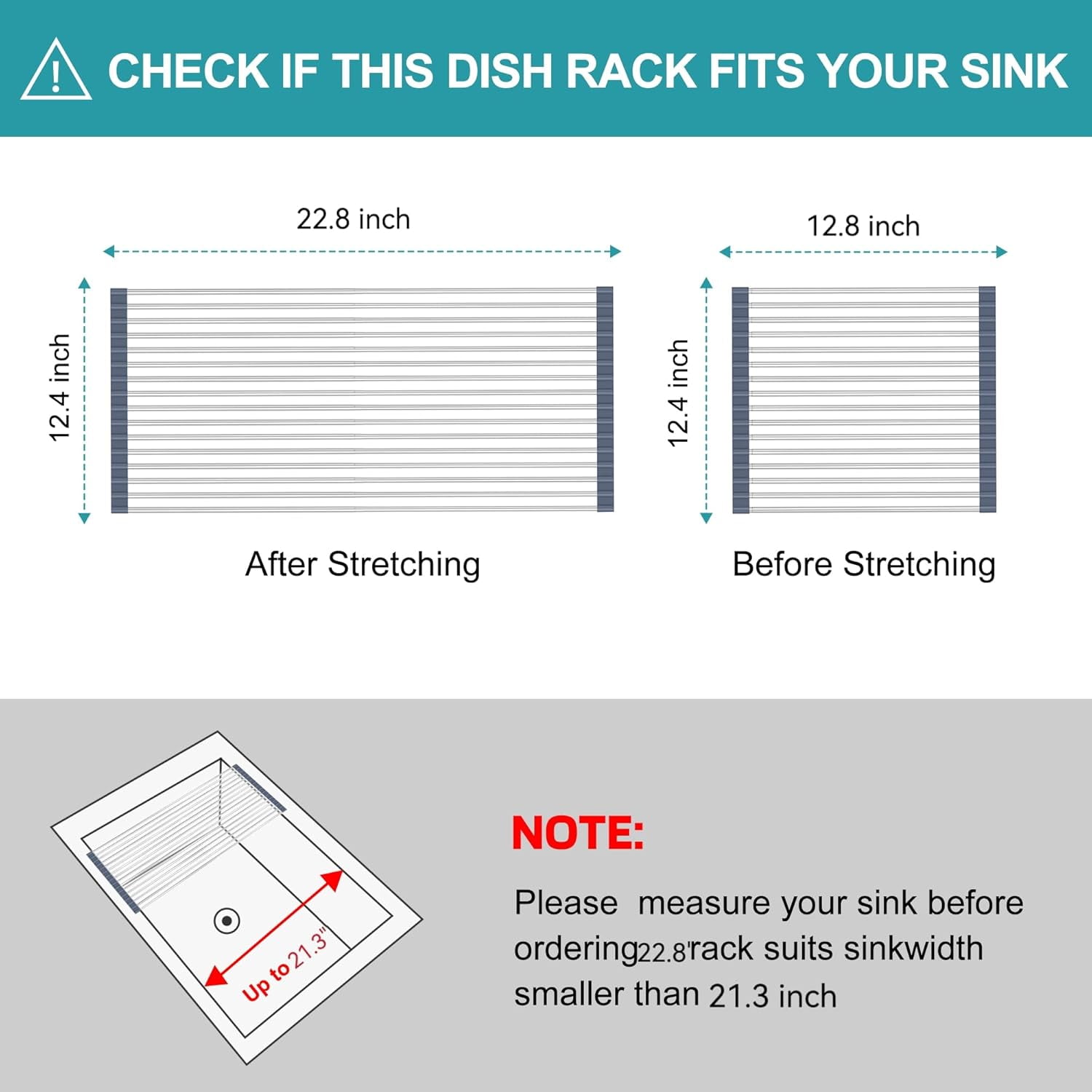 Qihe-Extra Expandable Roll Up Dish Drying Rack,Over The Sink Drying ...