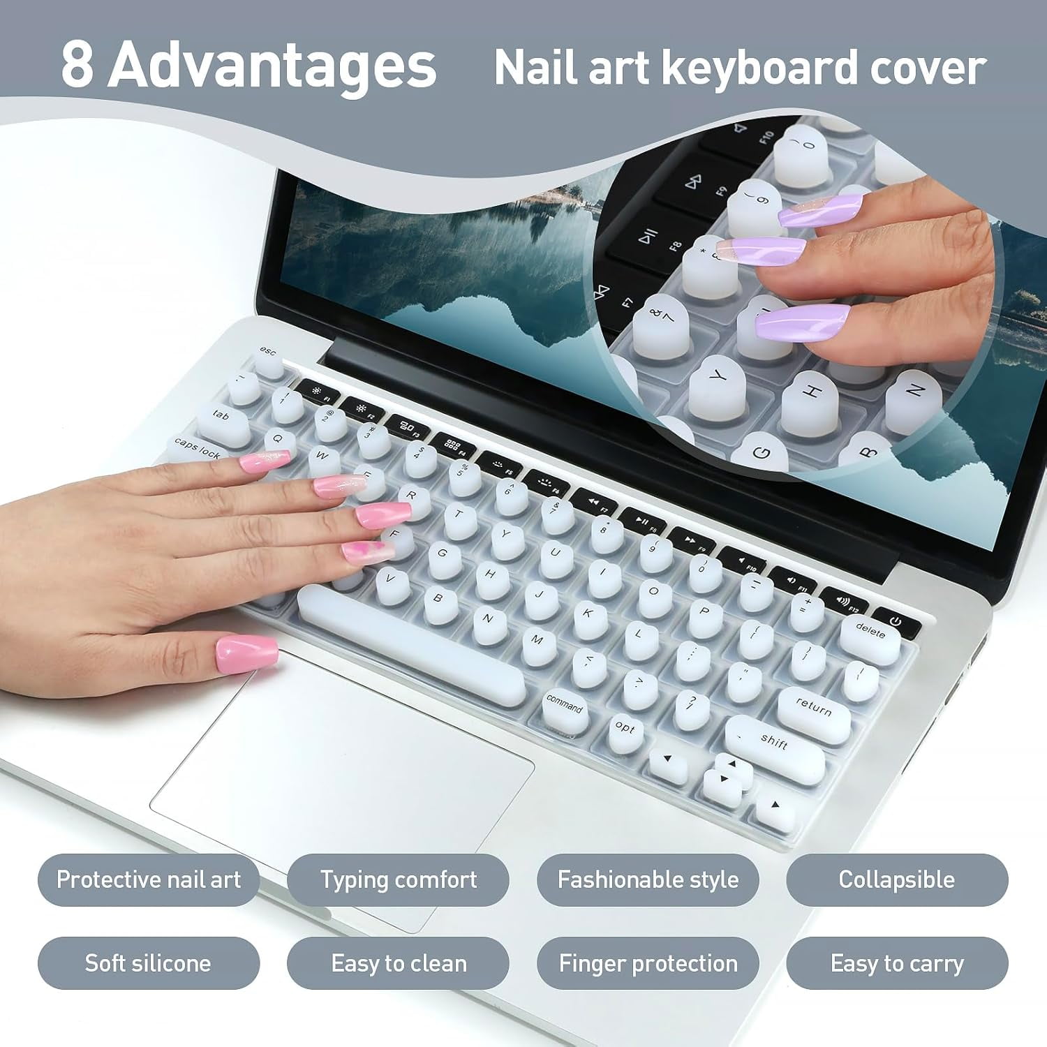 Qihe-Keyboard Cover for Long Nails, Keyboard Film for Nail Art Silicone ...