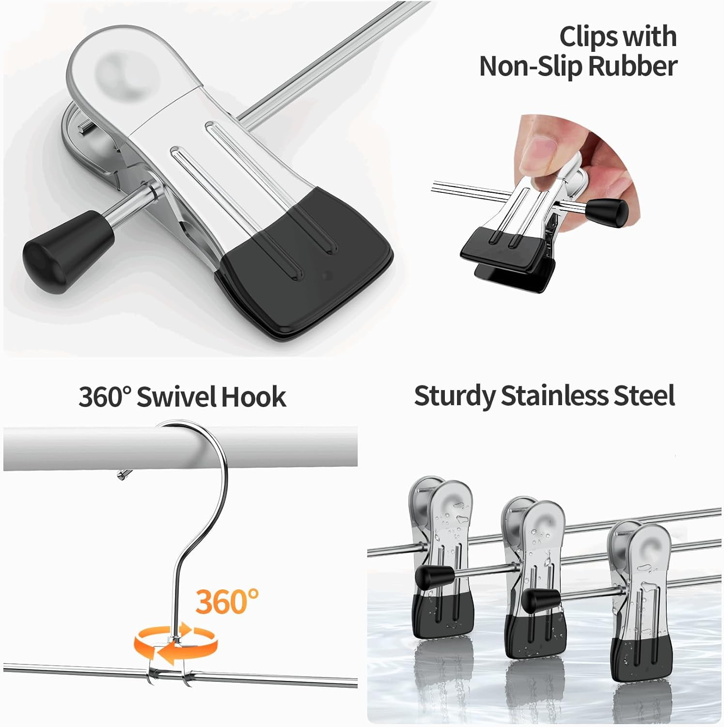 Qihe-Pant Hangers, 12 Pack Skirt Hanger with Clips Metal Trouser Clip ...