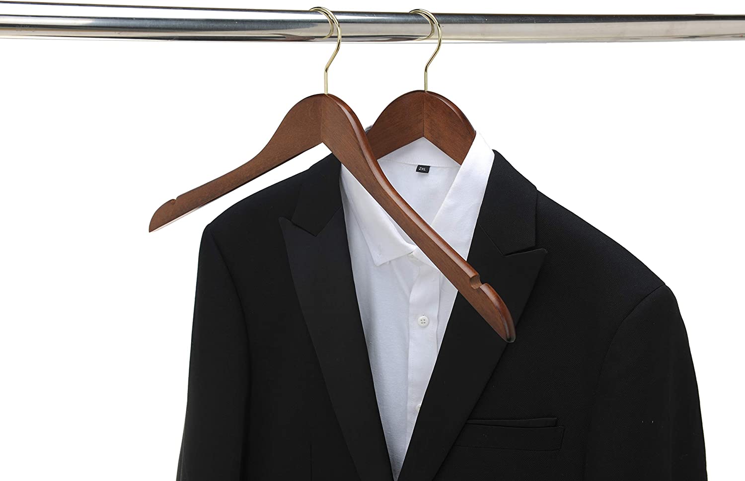 Qihe-Quality Semi Curved Wooden Suit Hangers, 10-Pack Smooth Finish ...
