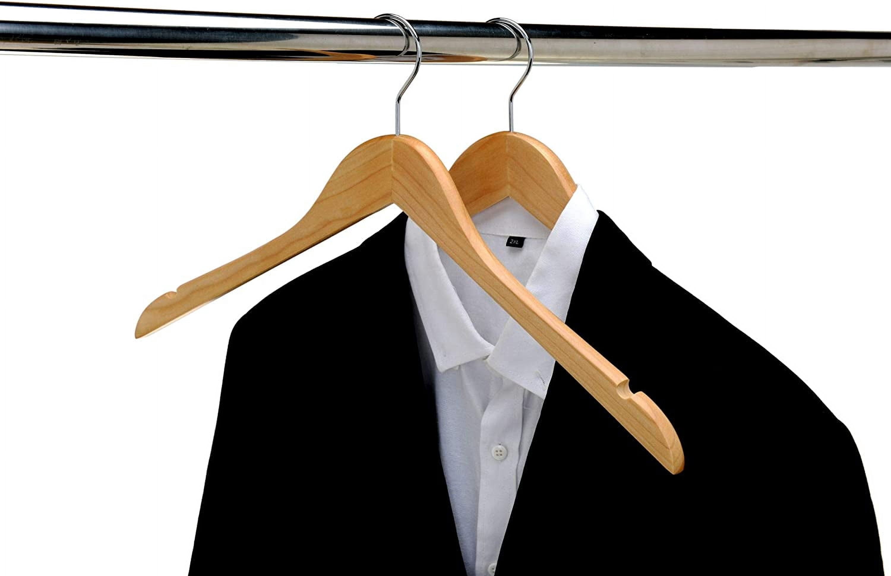 Qihe-Quality Semi Curved Wooden Suit Hangers, 20-Pack Smooth Finish ...
