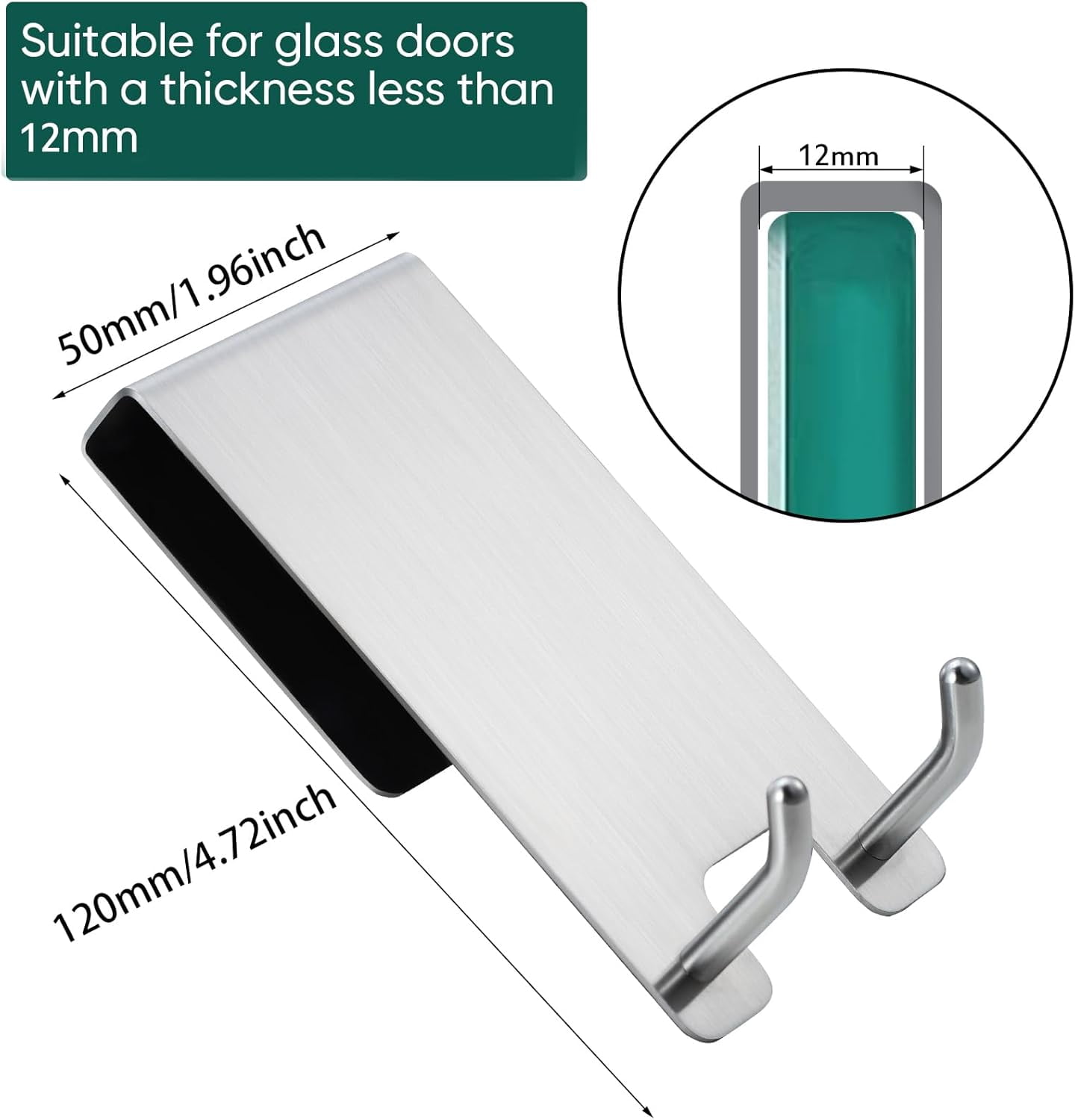 Qihe-Shower Door Hooks, 3-Pack Towel Hooks for Bathroom Frameless Glass ...