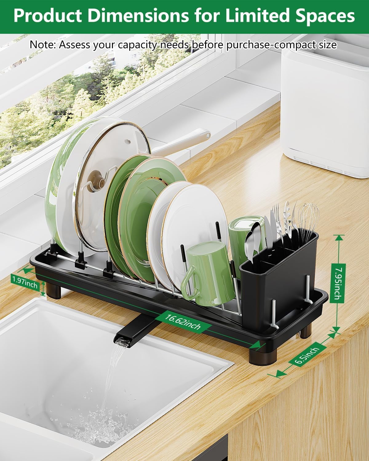 Qihe-Small Dish Drying Rack, Compact Dish Rack for Kitchen Counter ...