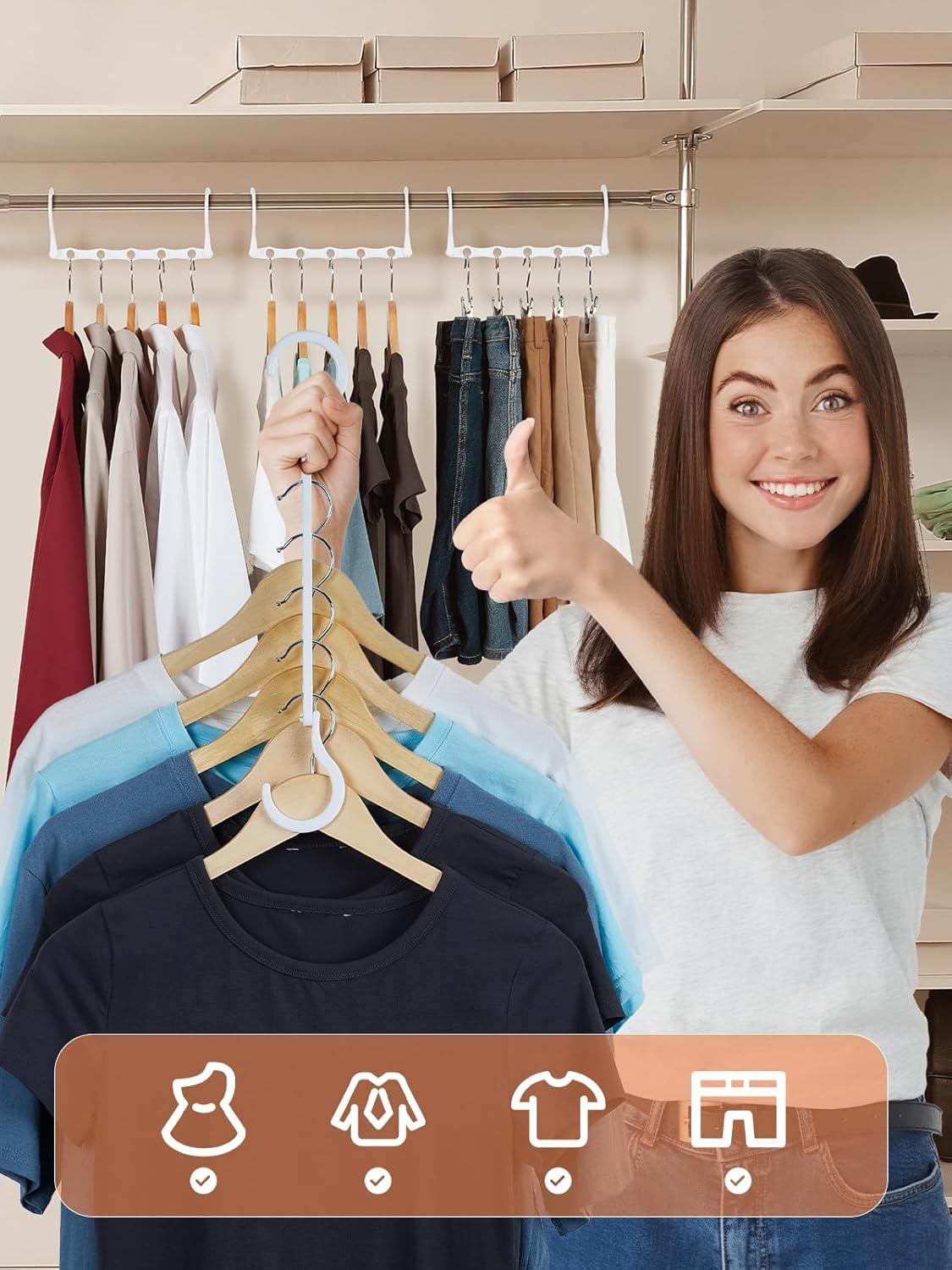 Qihe-White Magic Plastic Hangers Space Saving Organizers and Storage ...