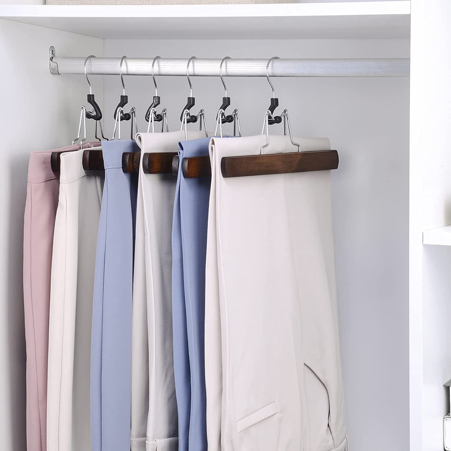 Qihe-Wooden Pants Skirt Hangers, Smooth Finish Solid Wood Non Slip ...