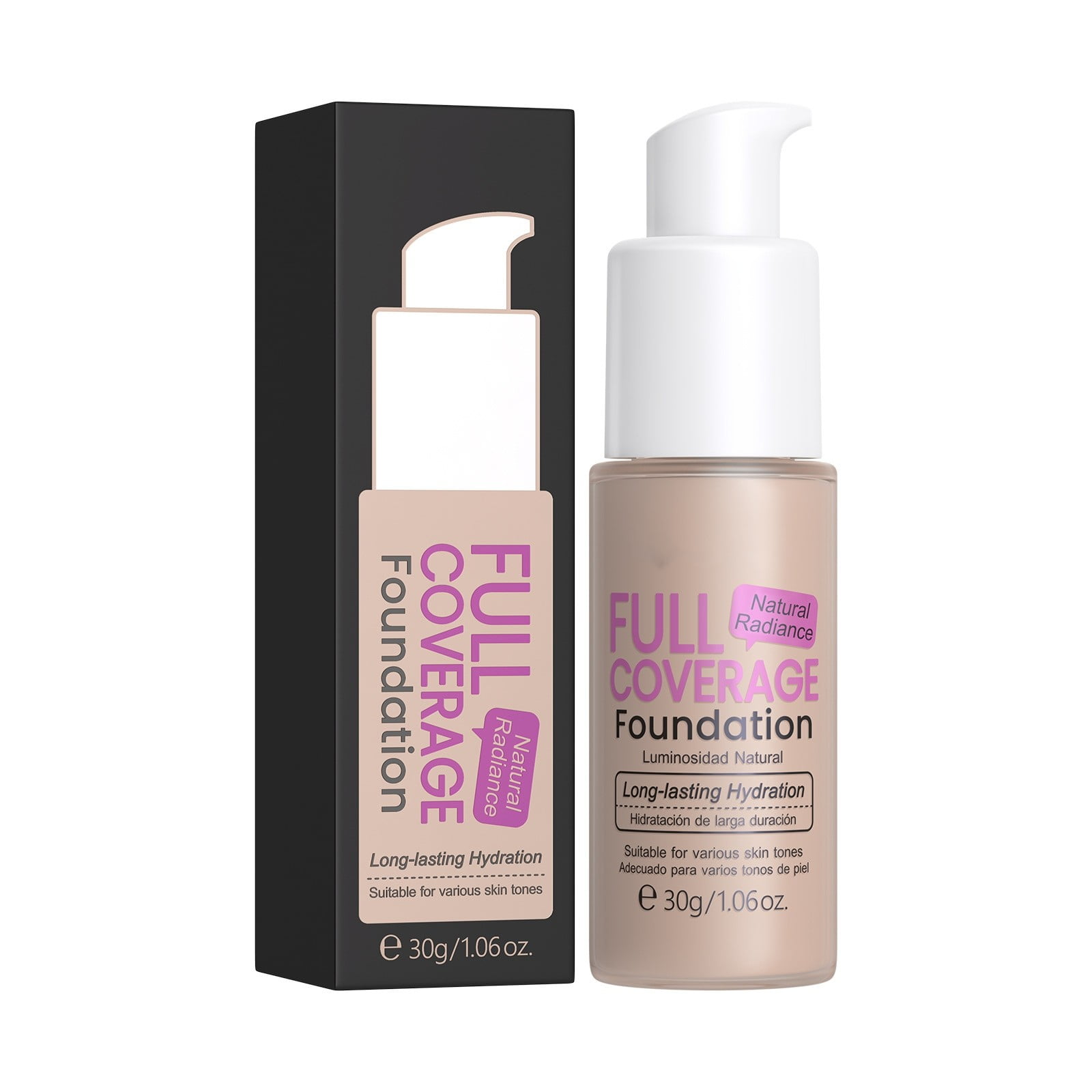 Qihua Natural Radiance Full Coverage Foundation Long-Lasting ...