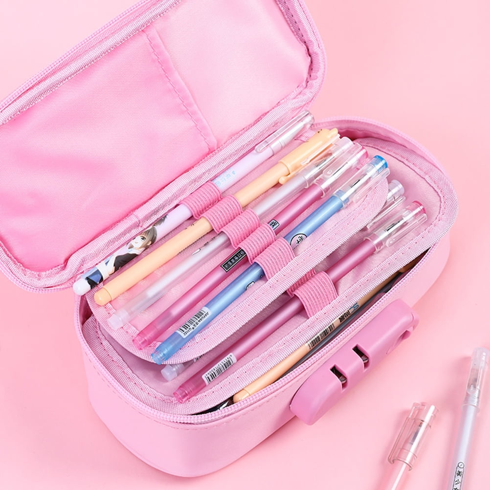 Aatraay Large Capacity Canvas Pencil Case, Code Lock Privacy, 4-Layer ...