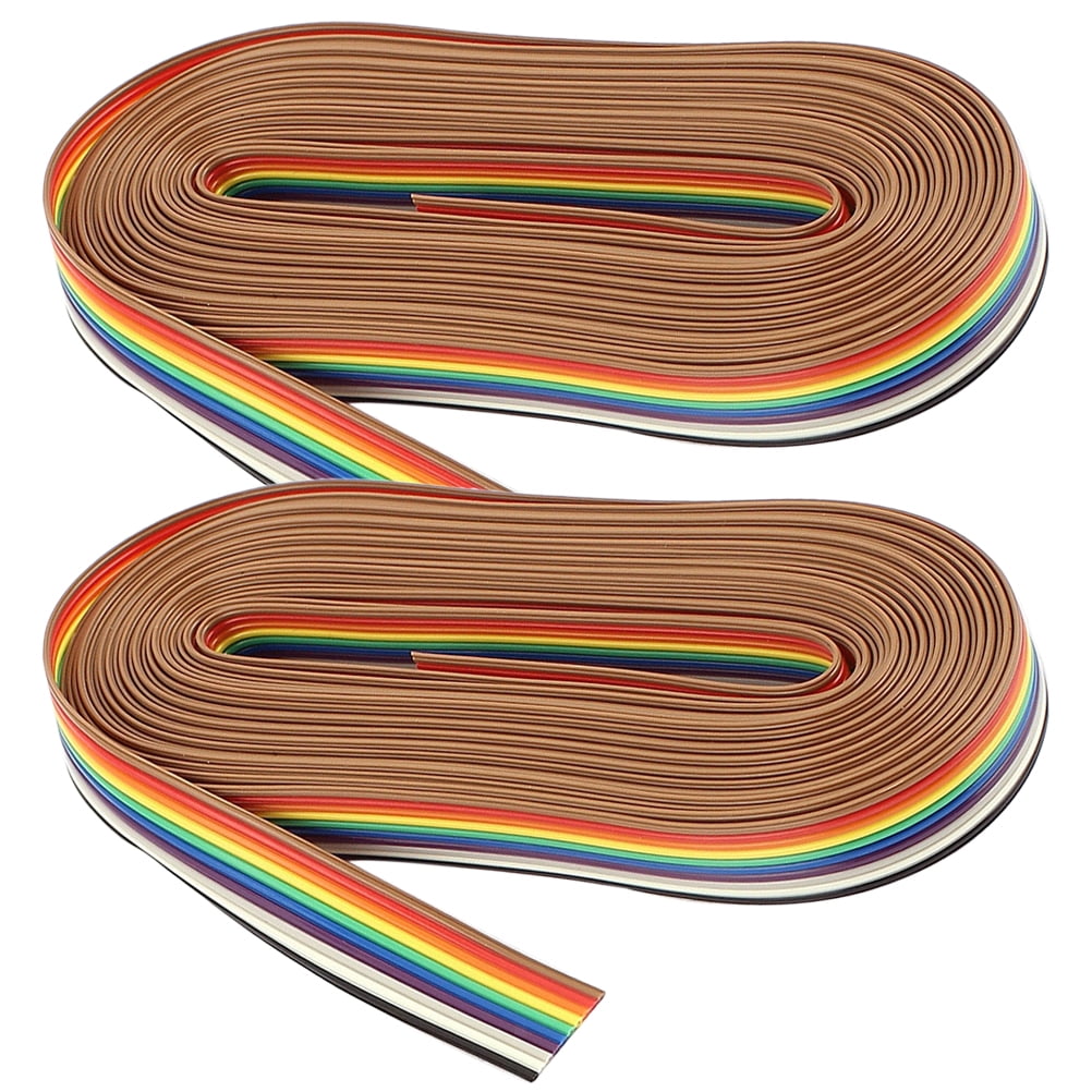 Qijita 2 Rolls 10 Rainbow Cable Flat Flexible Ribbon Jumper Cable ...