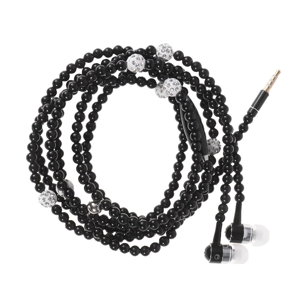 Qijita Pearl Chain Design Wired In-Ear Headset with Mic Universal Hands ...