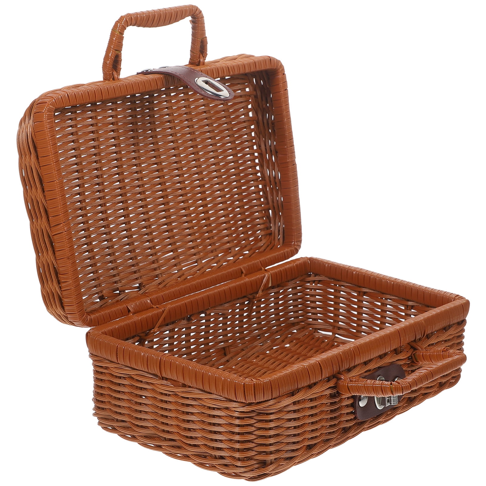 Qijita Retro Handwoven Suitcase Imitated Rattan Woven Storage Box ...