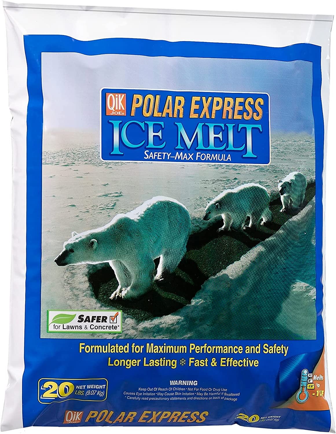 Qik Joe Polar Express Ice Melt, 20 Pounds, Effective to -15 Degrees ...