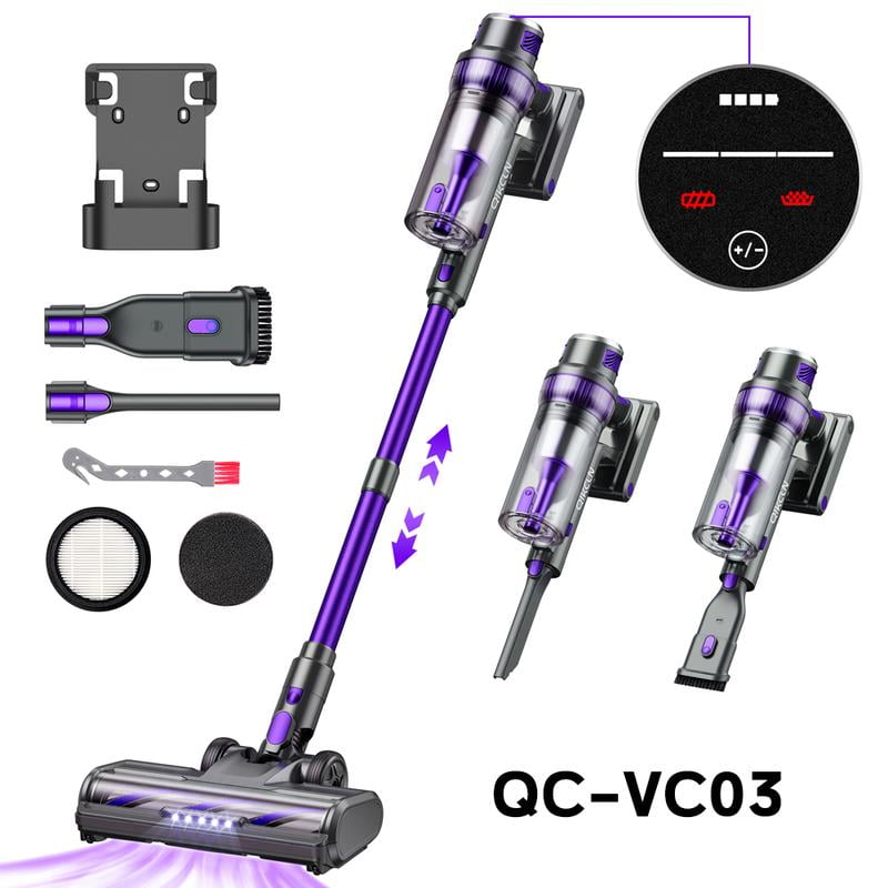 Qikcln Vacuum Cleaners Series VC03/VC07 | Up to 45KPa, 3 Modes, LED Display & Dock Charger for ...