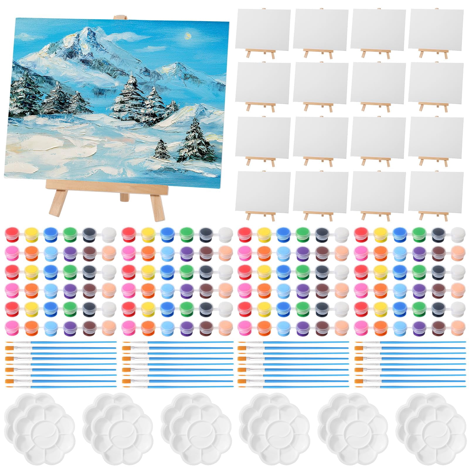 Qilery 24 Set 6 x 8 Inch Mini Canvas Boards and Easel for Painting ...