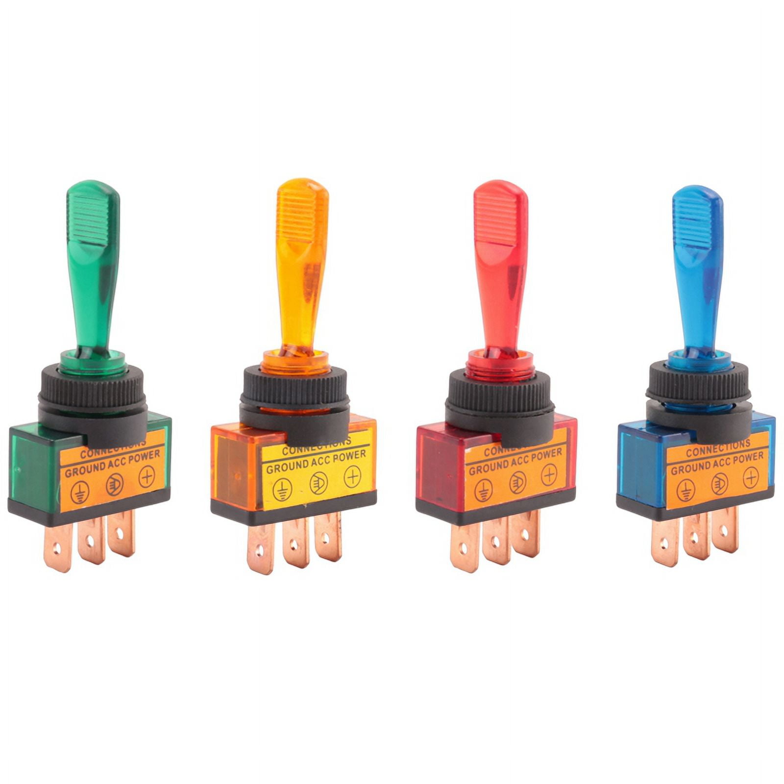 Qilidiba 4PC 12V DC 20A LIGHT ILLUMINATED TOGGLE SWITCH CONTROL CAR ...