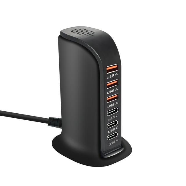 QinYing 6 Port Desktop Fast Charger, Multi Device USB Charging Station ...