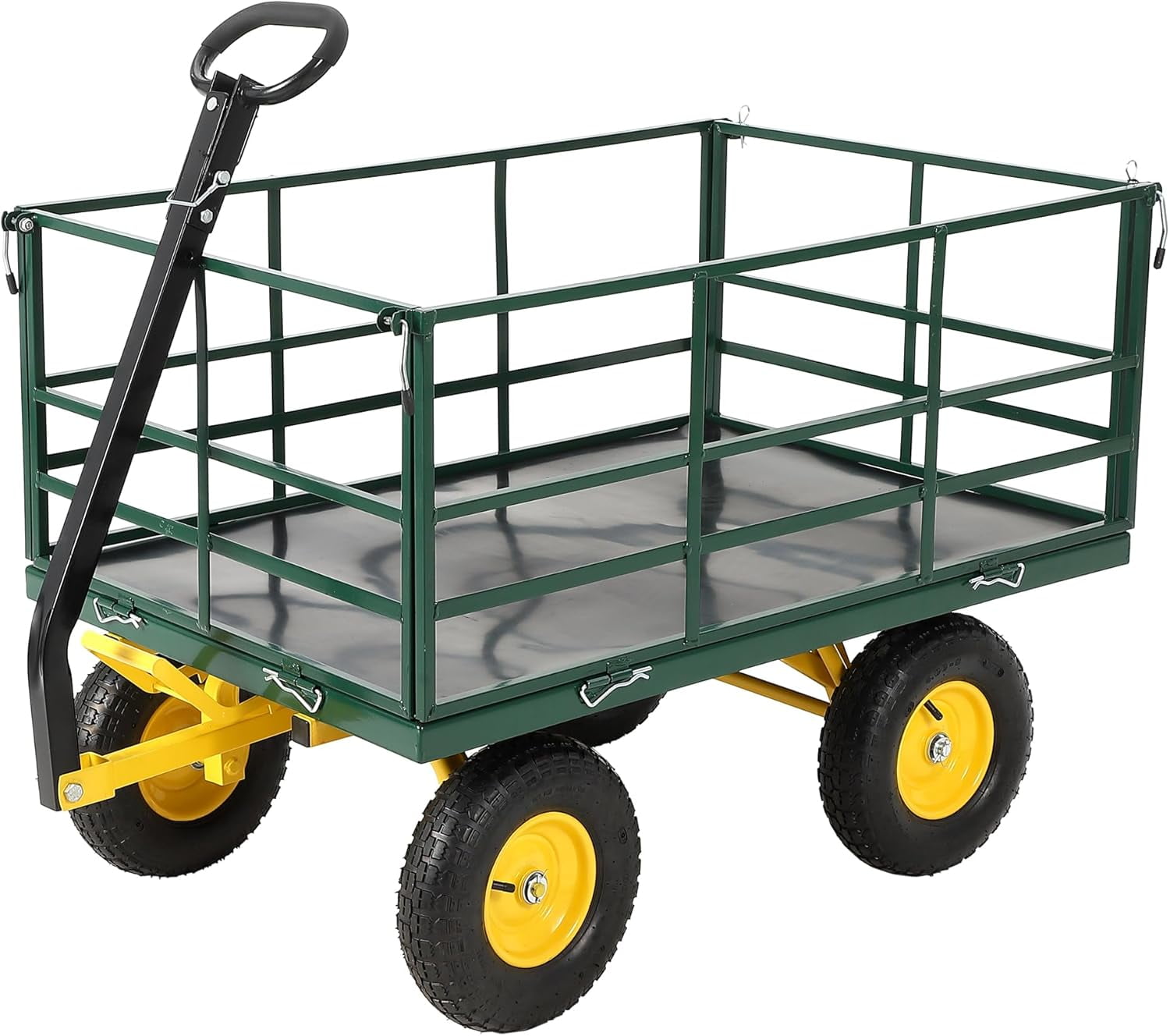 QinaQin 13-Inch Steel Garden Cart,Utility Wagon Trailer,All-Terrain ...