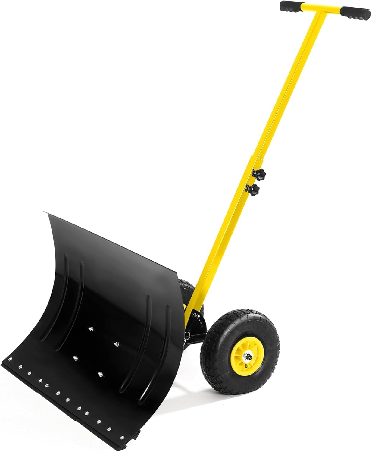 QinaQin 29x14 Inch Snow Shovel with Wheels,Steel Blade,5-Position ...