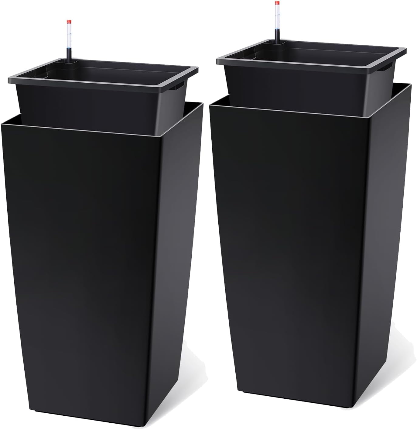 QinaQin 2PC 30 Inch Tall Self Watering Planters,Outdoor Plant Pots with ...