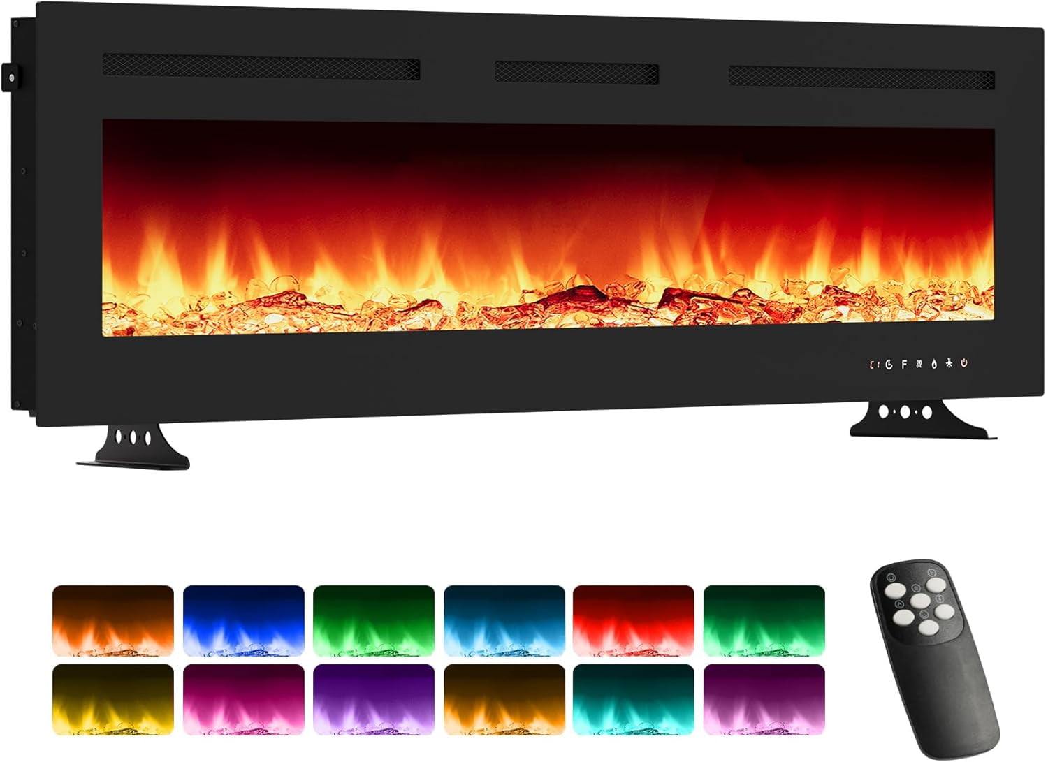 QinaQin 30 Inch Recessed Wall-Mounted Electric Fireplace with ...