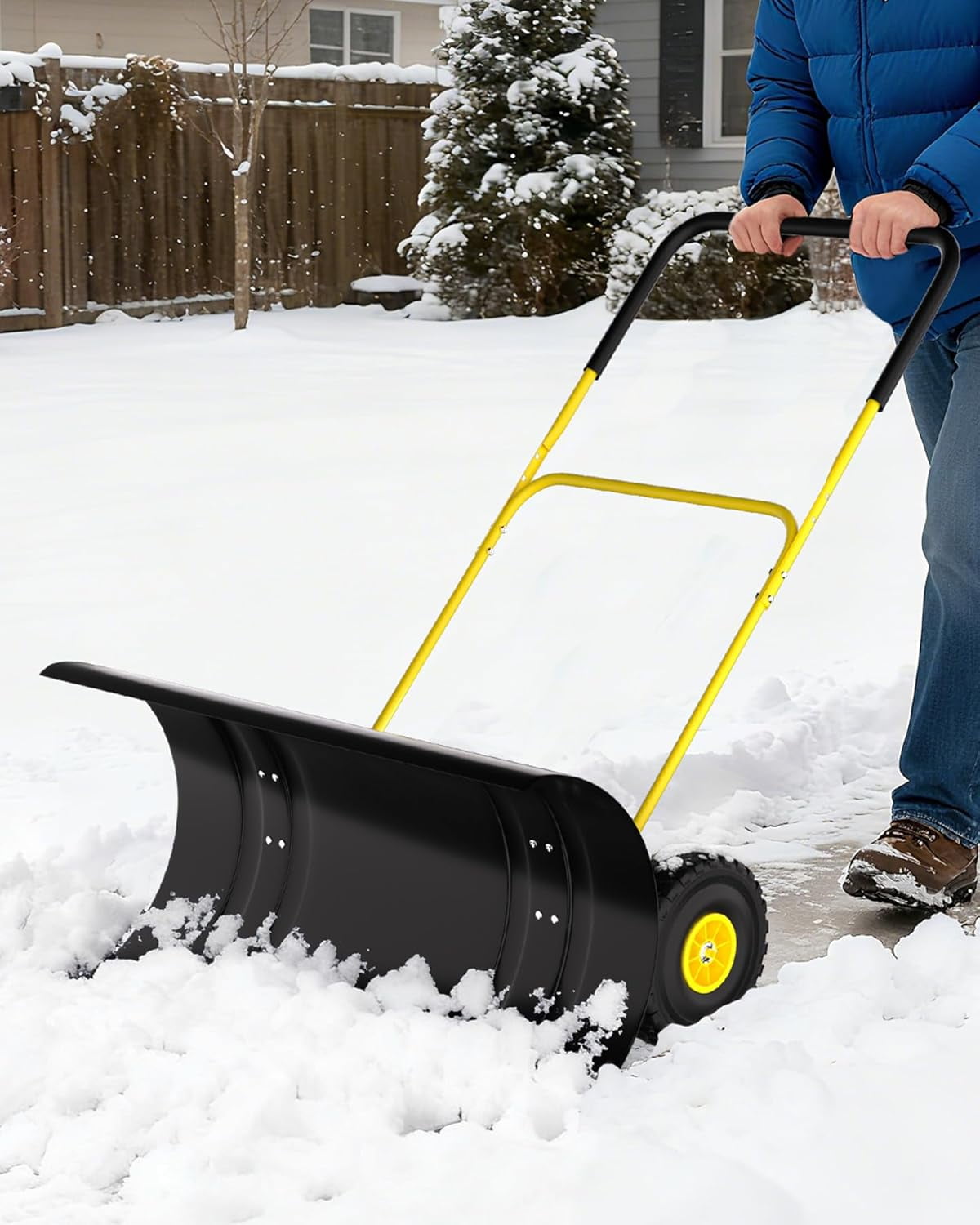 QinaQin 36In Heavy-Duty Steel Snow Plow,Height Adjustable Handle & All ...