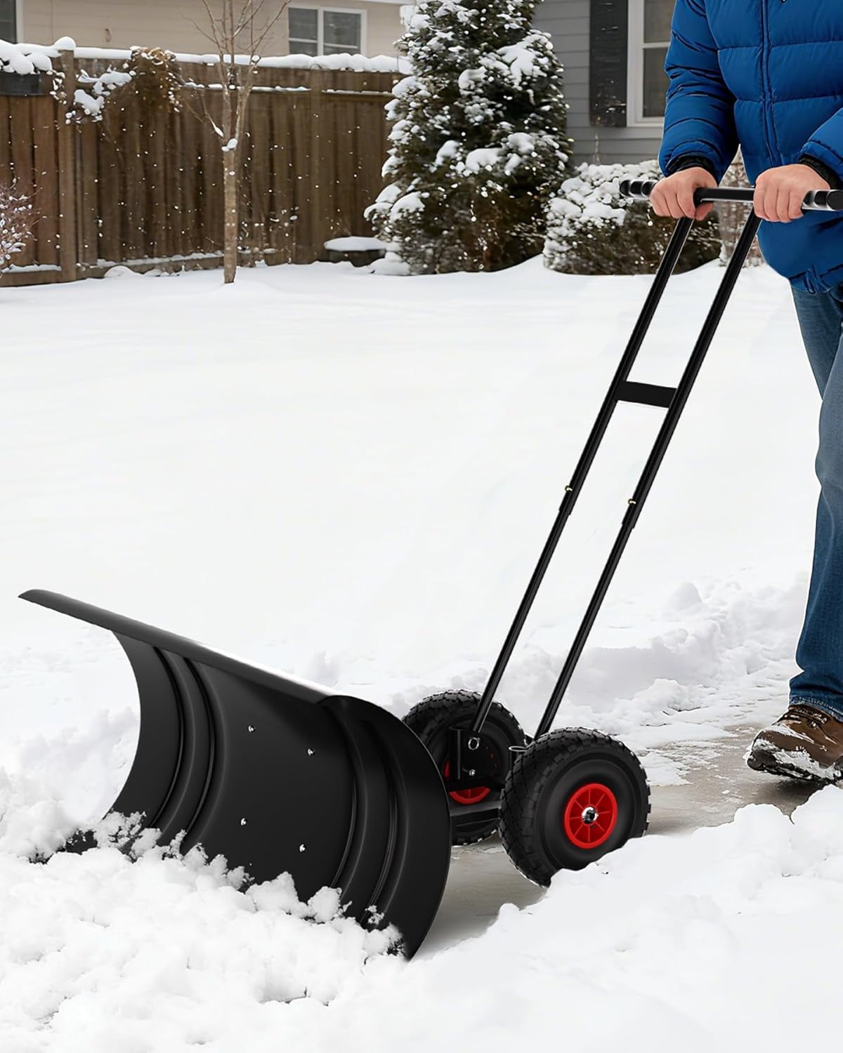 QinaQin 36In Heavy-Duty Steel Snow Plow,Height Adjustable Handle & All ...