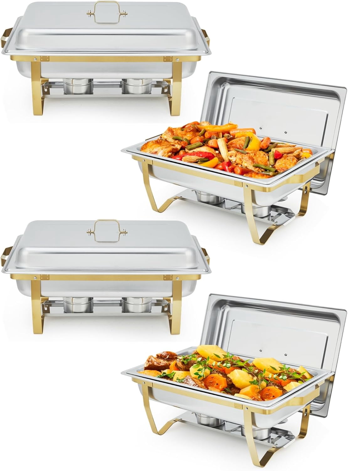 QinaQin 4PC Chafing Dishes for Buffet,8 Qt Buffet Servers and Warmers ...
