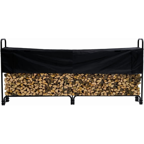 QinaQin 8.5FT Outdoor Firewood Rack with Cover,Steel Log Holder,Heavy ...