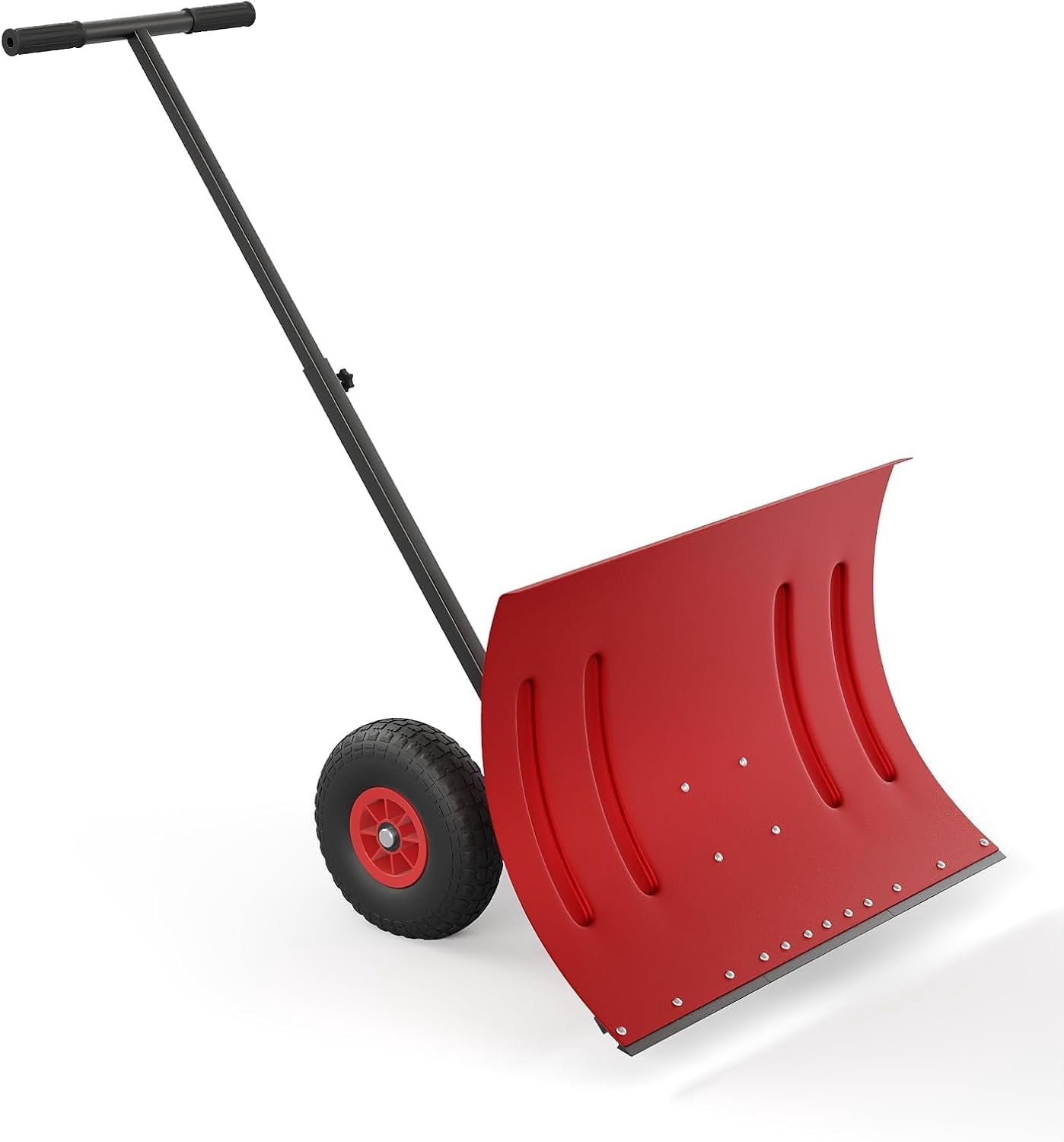 QinaQin Snow Shovel with Wheels,Ergonomic Steel Pusher,Adjustable ...