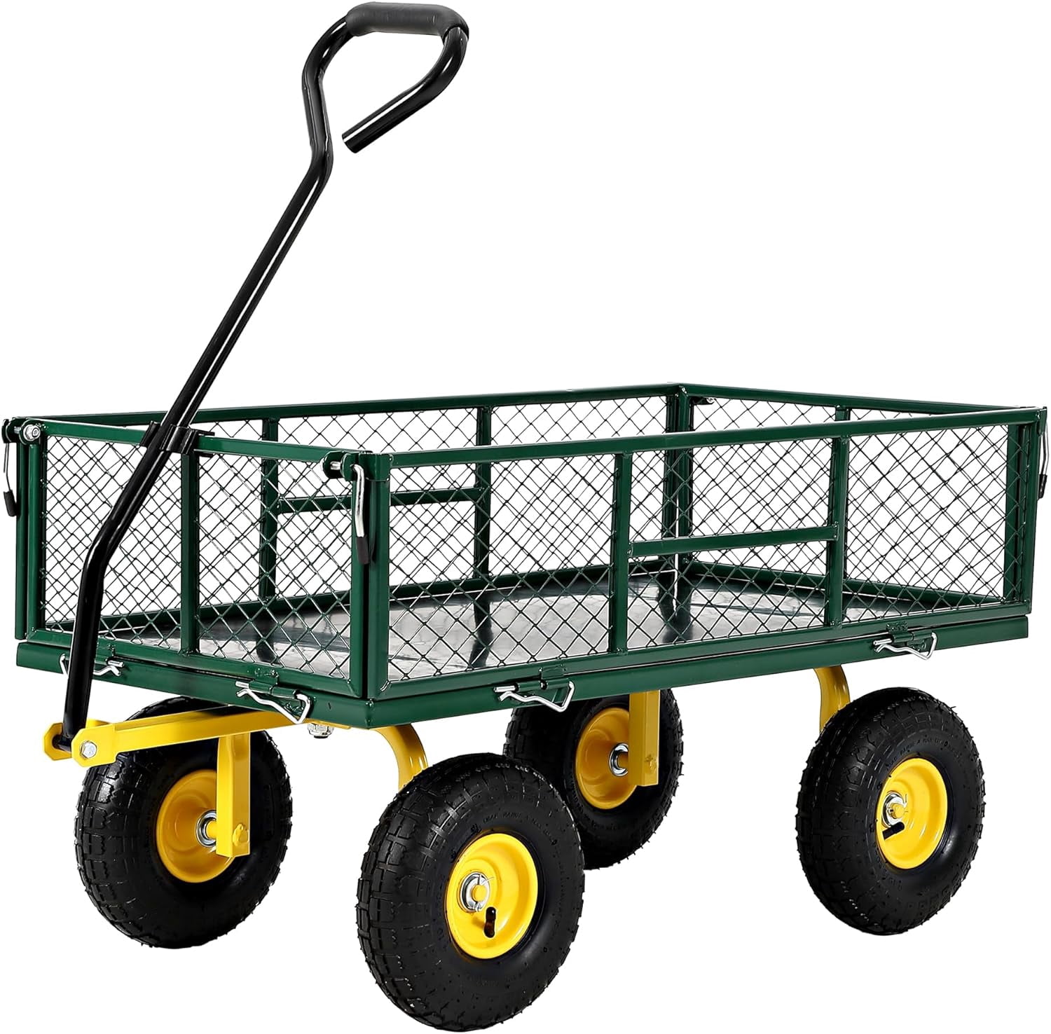 QinaQin Steel Garden Wagon Cart,Pullable Folding Utility Yard Wagon ...